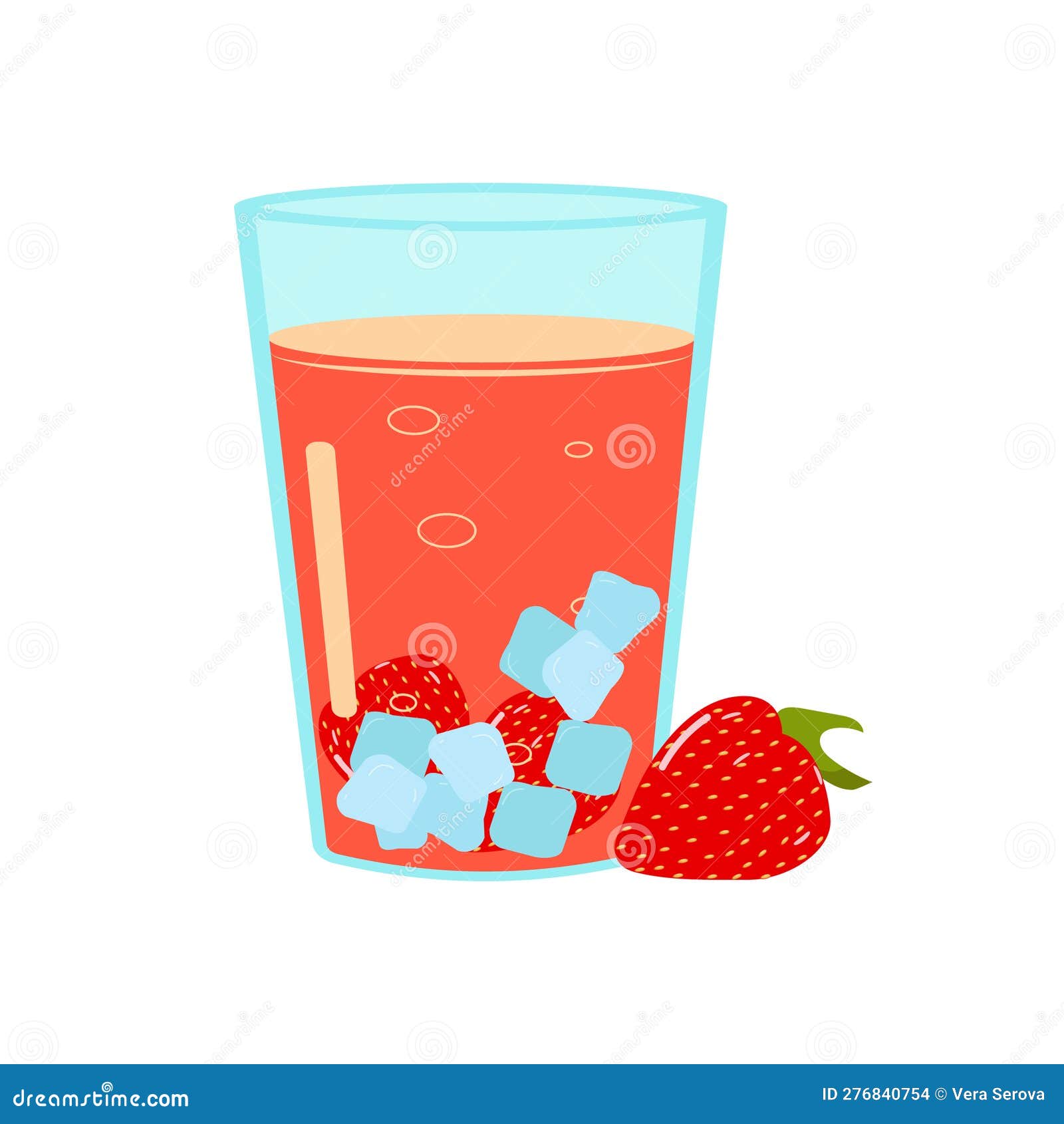 Cold Refreshment Juice With Sliced Fruits And Straw Isolated Design ...