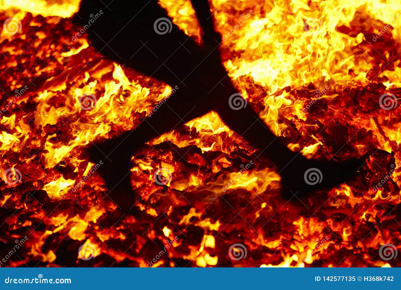 Summer Solstice Celebration Jumping into the Fire. Burning Flames Stock ...