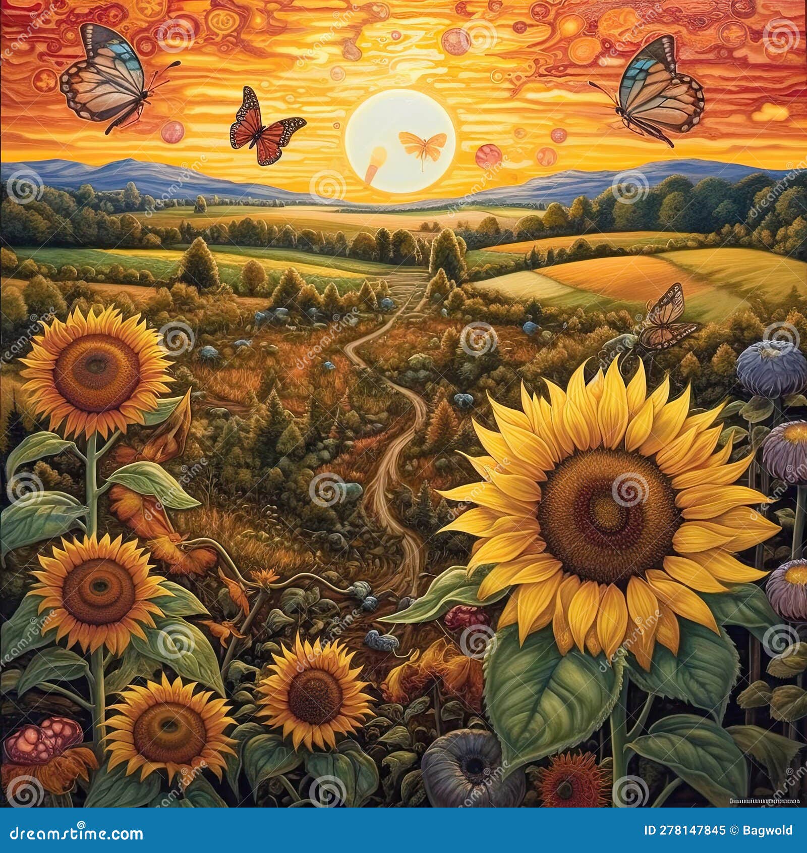 Summer Solstice Generative AI Illustration Stock Illustration ...