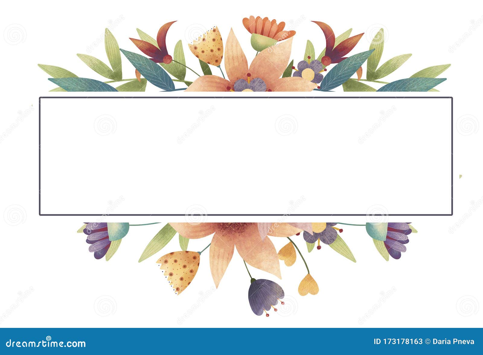 Summer, Spring, Easter, Birthday or Wedding Rectangle Frame with ...