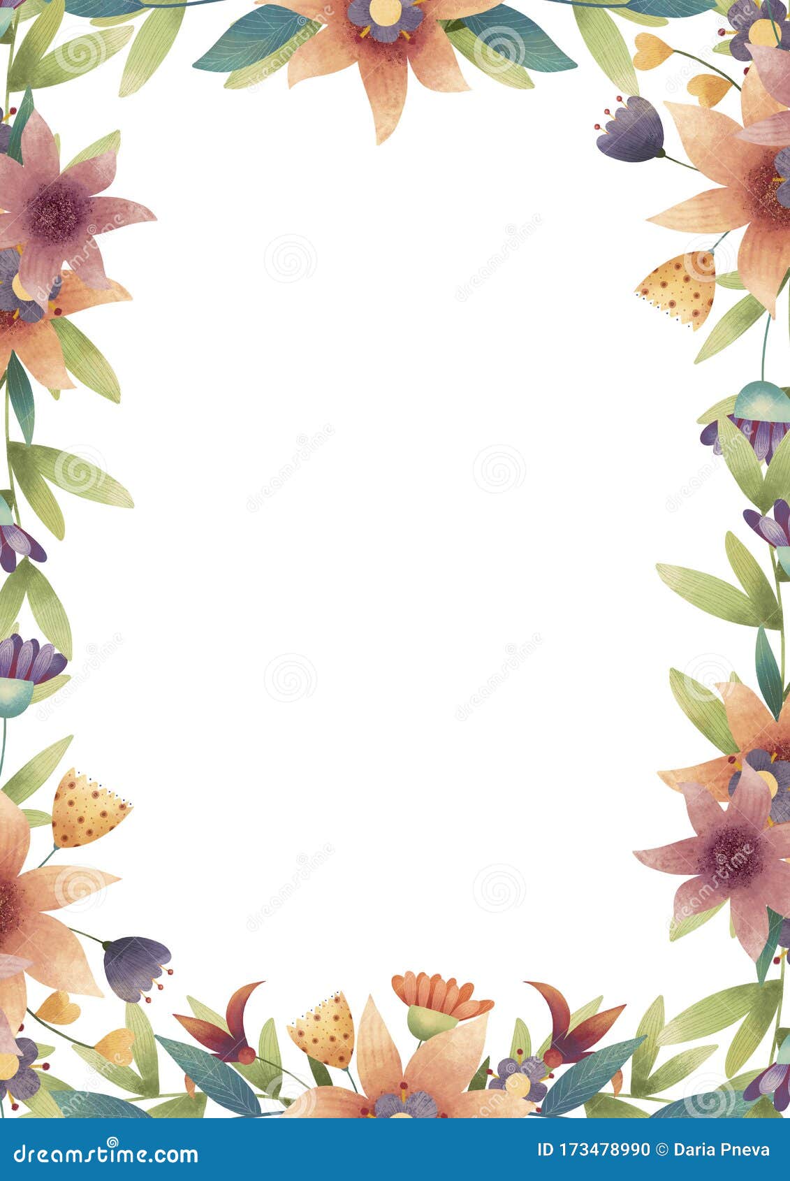 Summer, Spring, Easter, Birthday or Wedding Rectangle Frame with ...