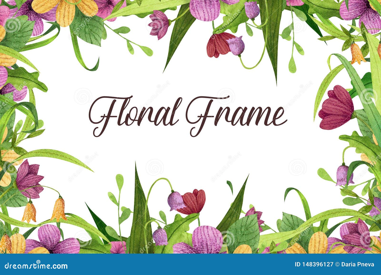 Summer, Spring, Easter, Birthday, Wedding Rectangle Frame with Flowers ...