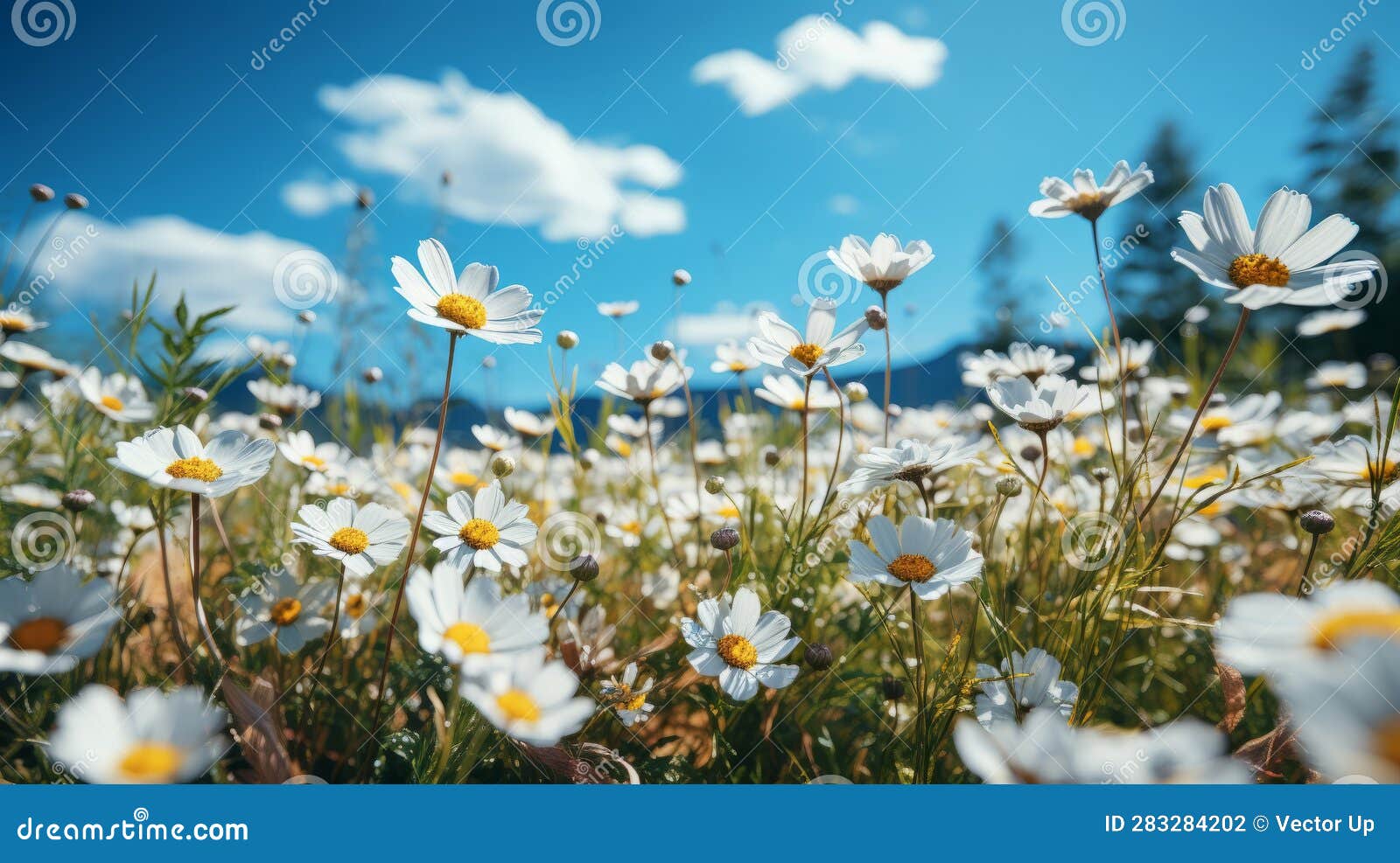 Summer and Spring Flower Grass Field. Generative AI. Stock Photo ...