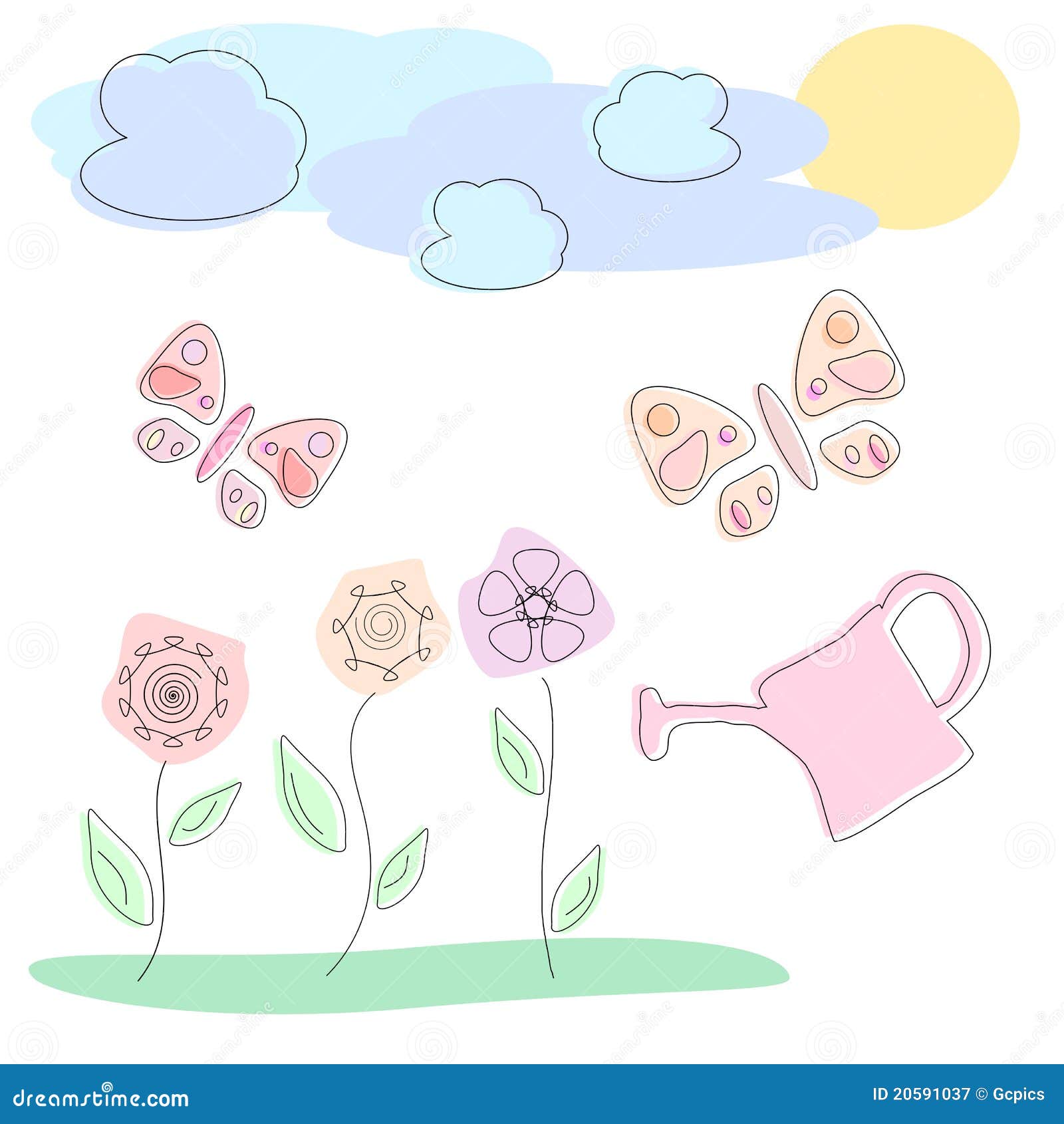 Summer Spring Garden Illustration Stock Vector - Illustration of season ...