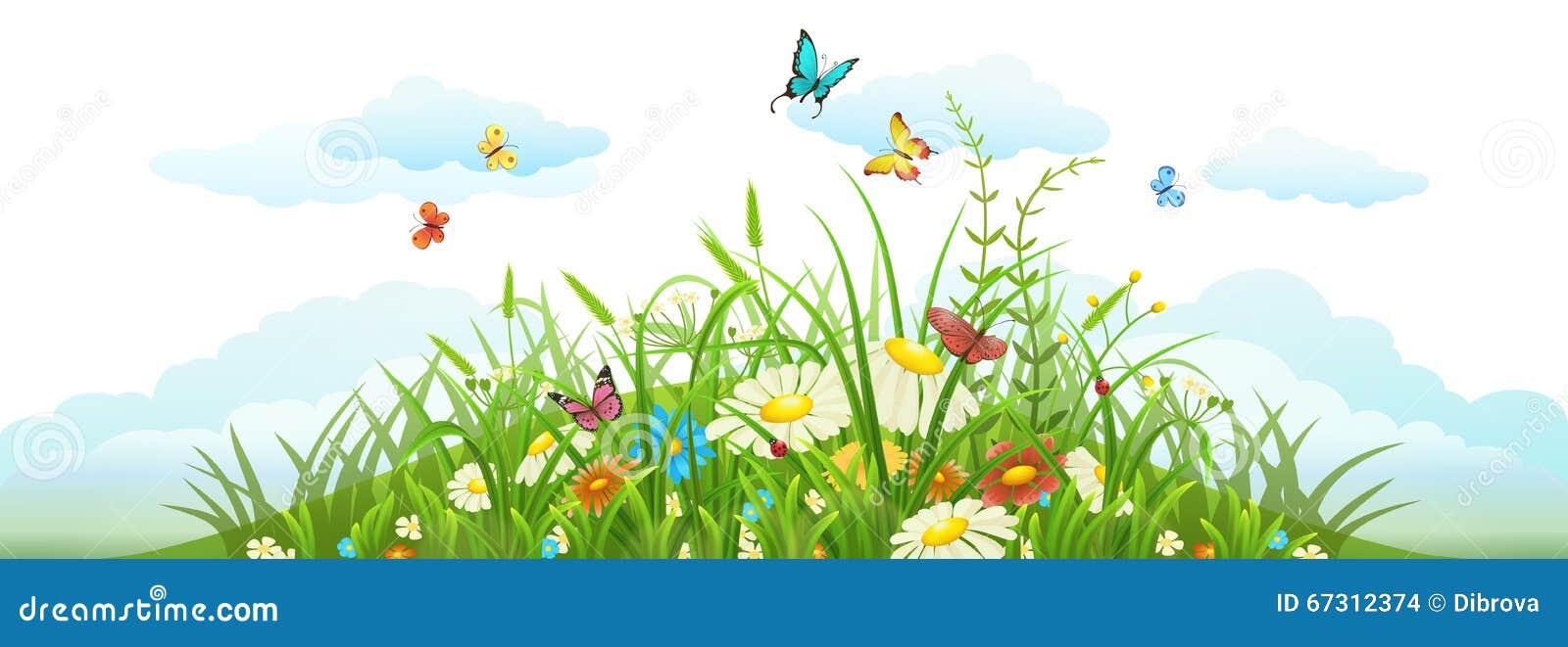 Summer and Spring Meadow Banner Stock Vector - Illustration of meadow ...