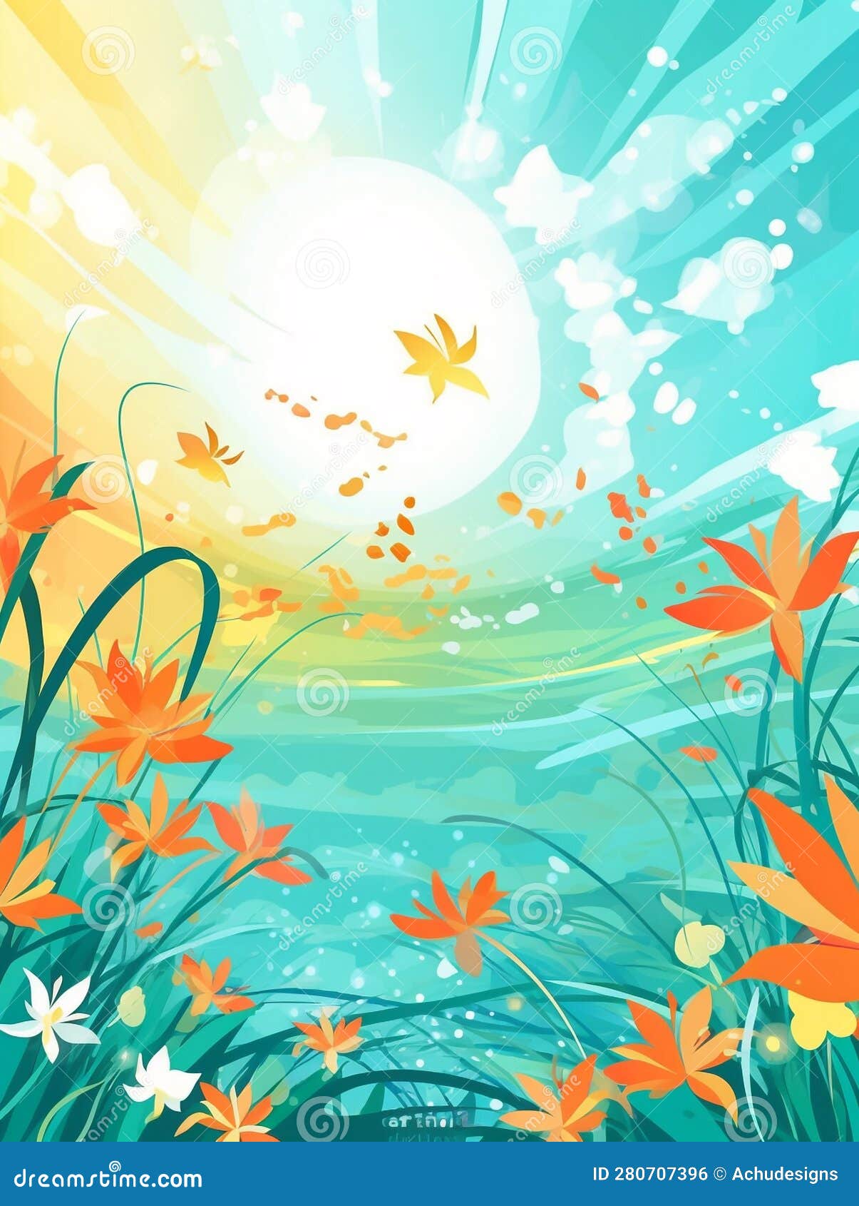 Summer or Spring Season, Vector Style Background Stock Illustration ...