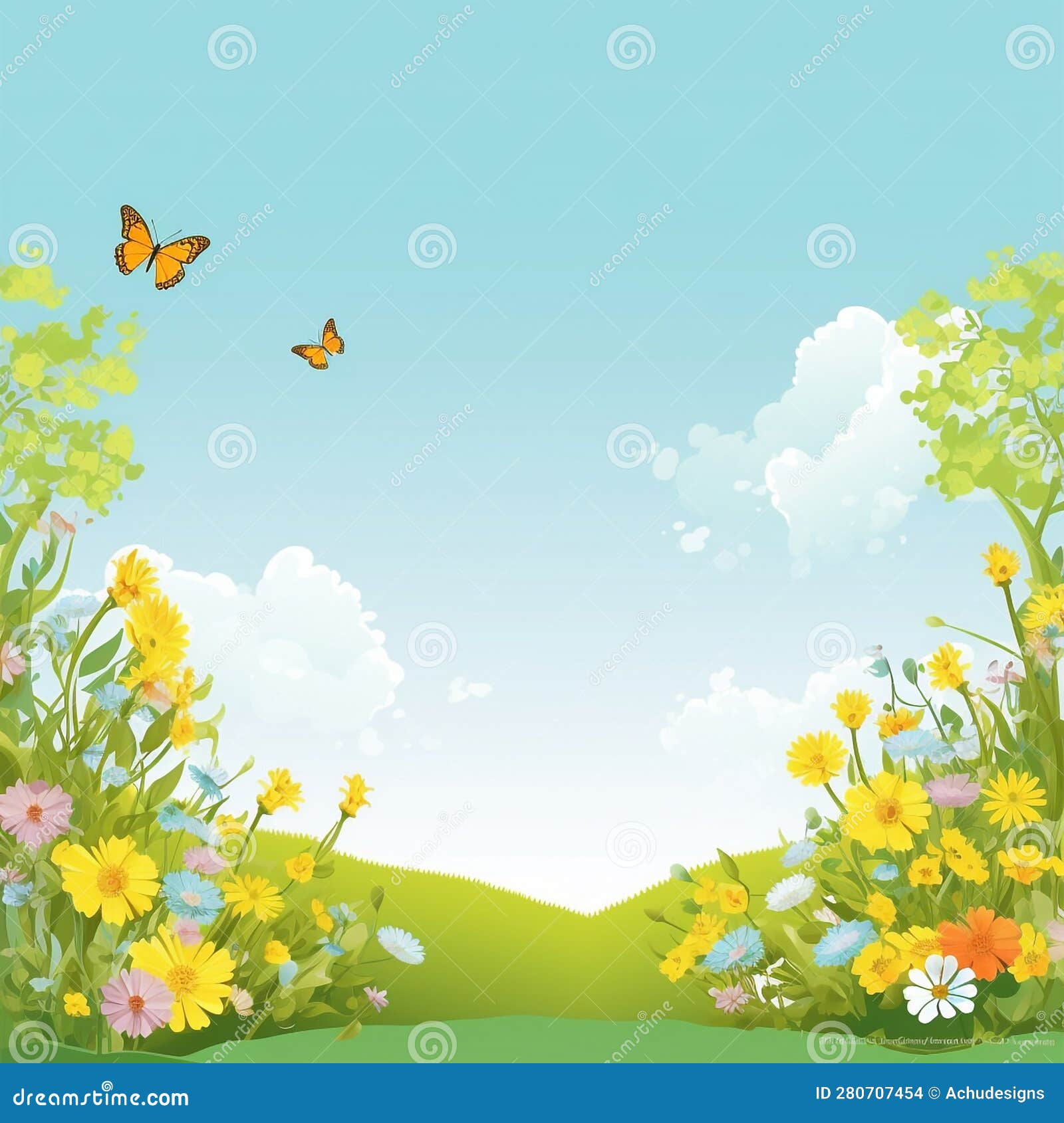 Summer or Spring Season, Vector Style Background Stock Illustration ...