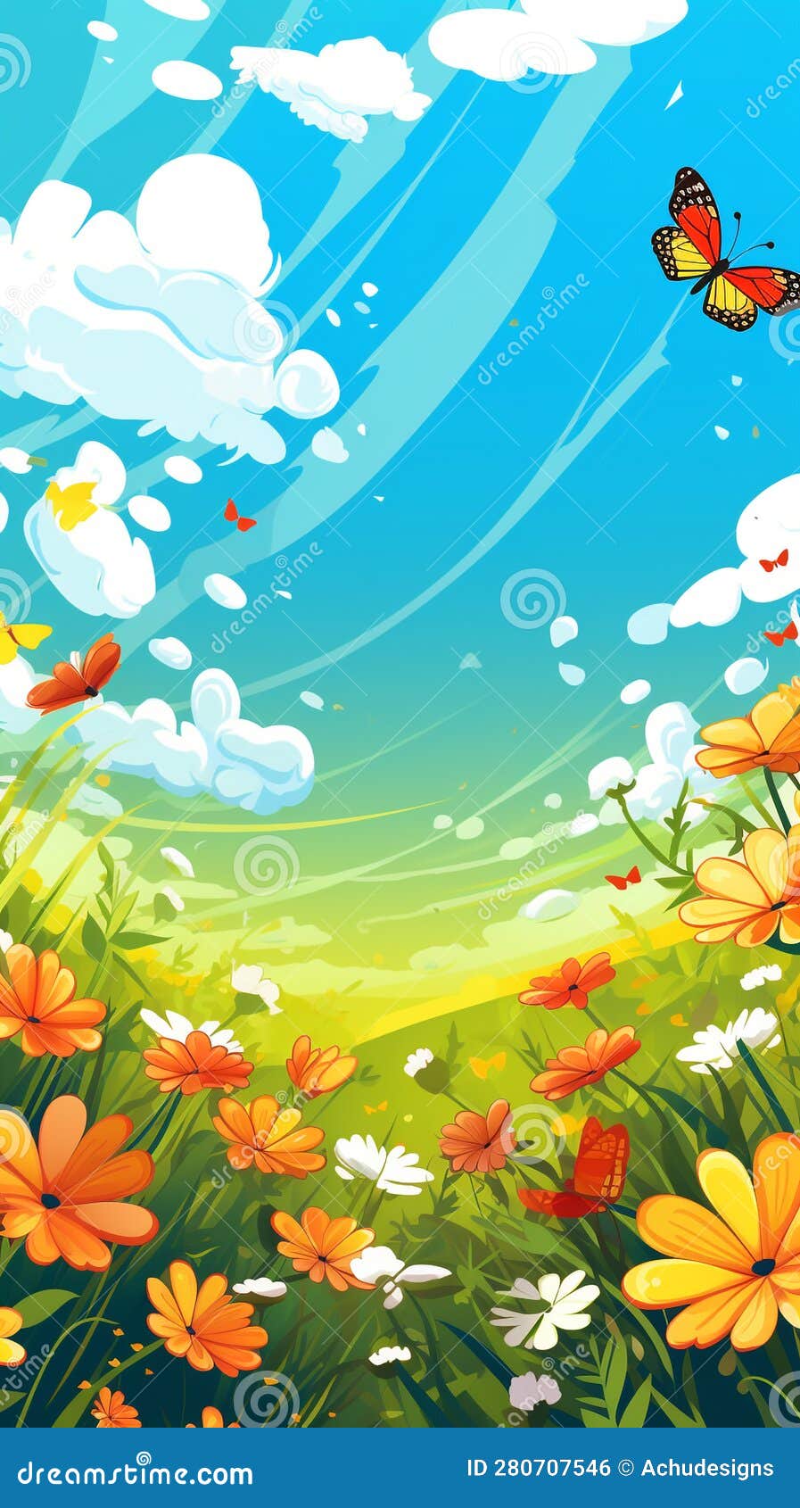 Summer or Spring Season, Vector Style Background Stock Illustration ...