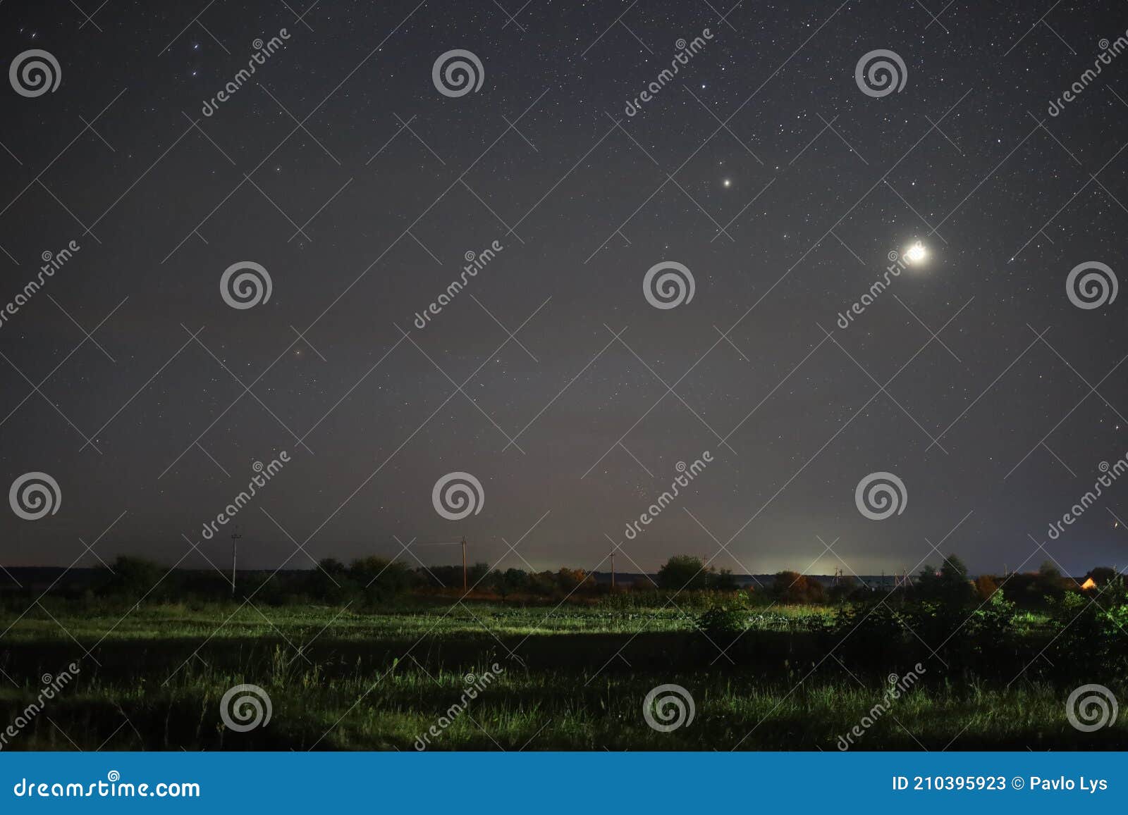 Summer Starry Night Beautiful Landscape Stock Image - Image of exposure ...