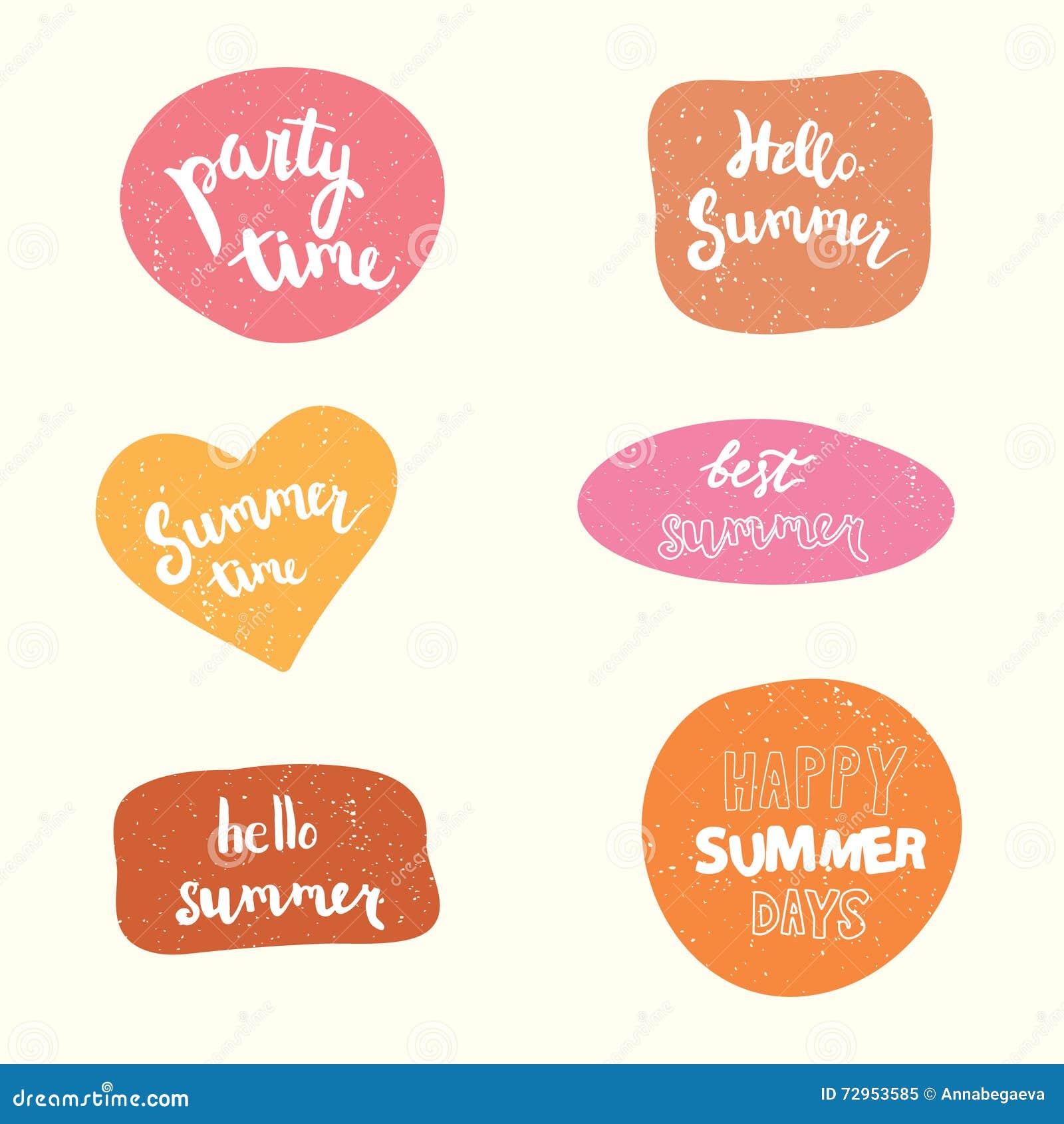 Summer Stickers Set. Handwritten Party Time Stock Vector - Illustration ...
