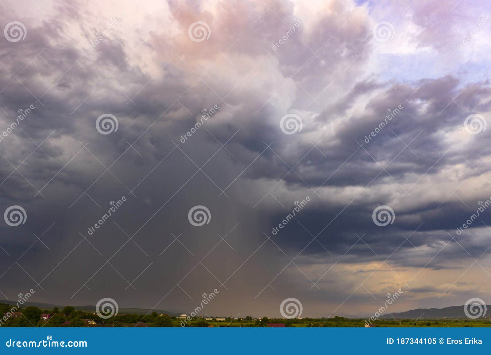 Summer Storm Over the Fields Stock Image - Image of rain, aerial: 187344105