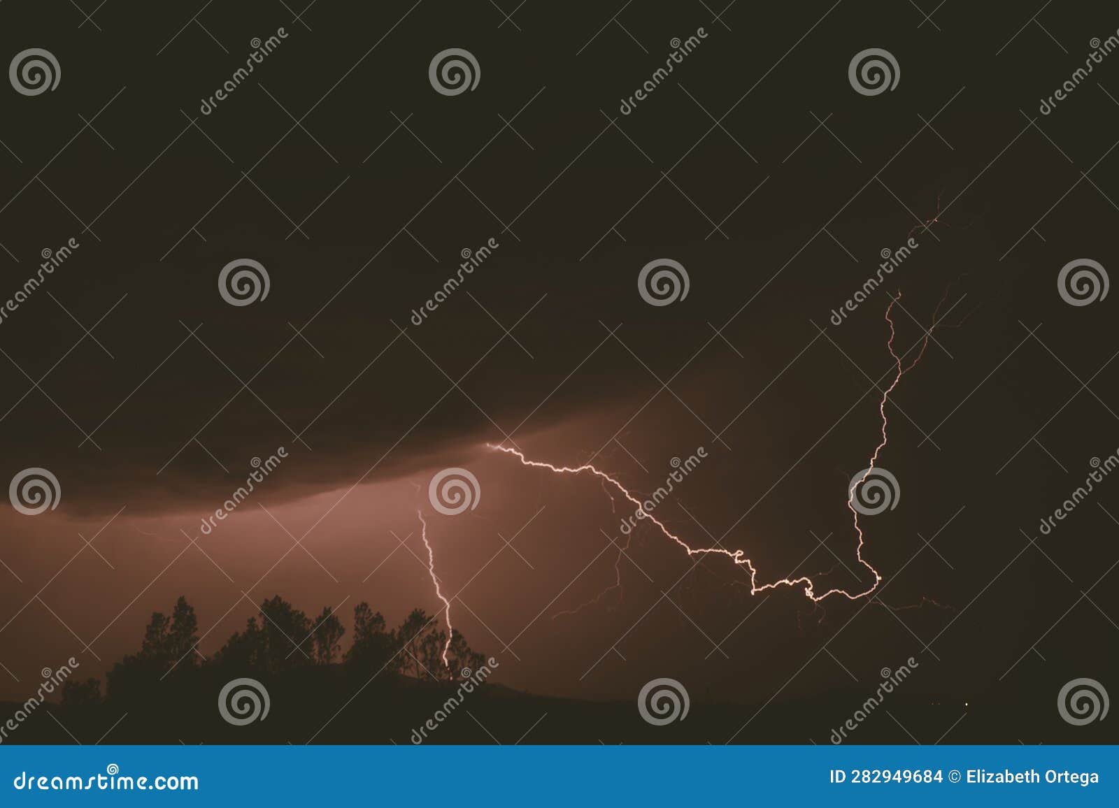 Summer Storms, Thunder and Lightning Over the Trees Stock Photo - Image ...
