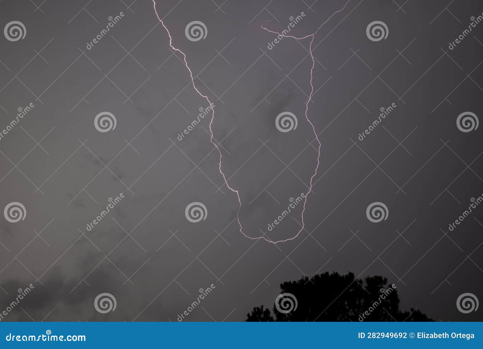 Summer Storms, Thunder and Lightning Over the Trees Stock Photo - Image ...