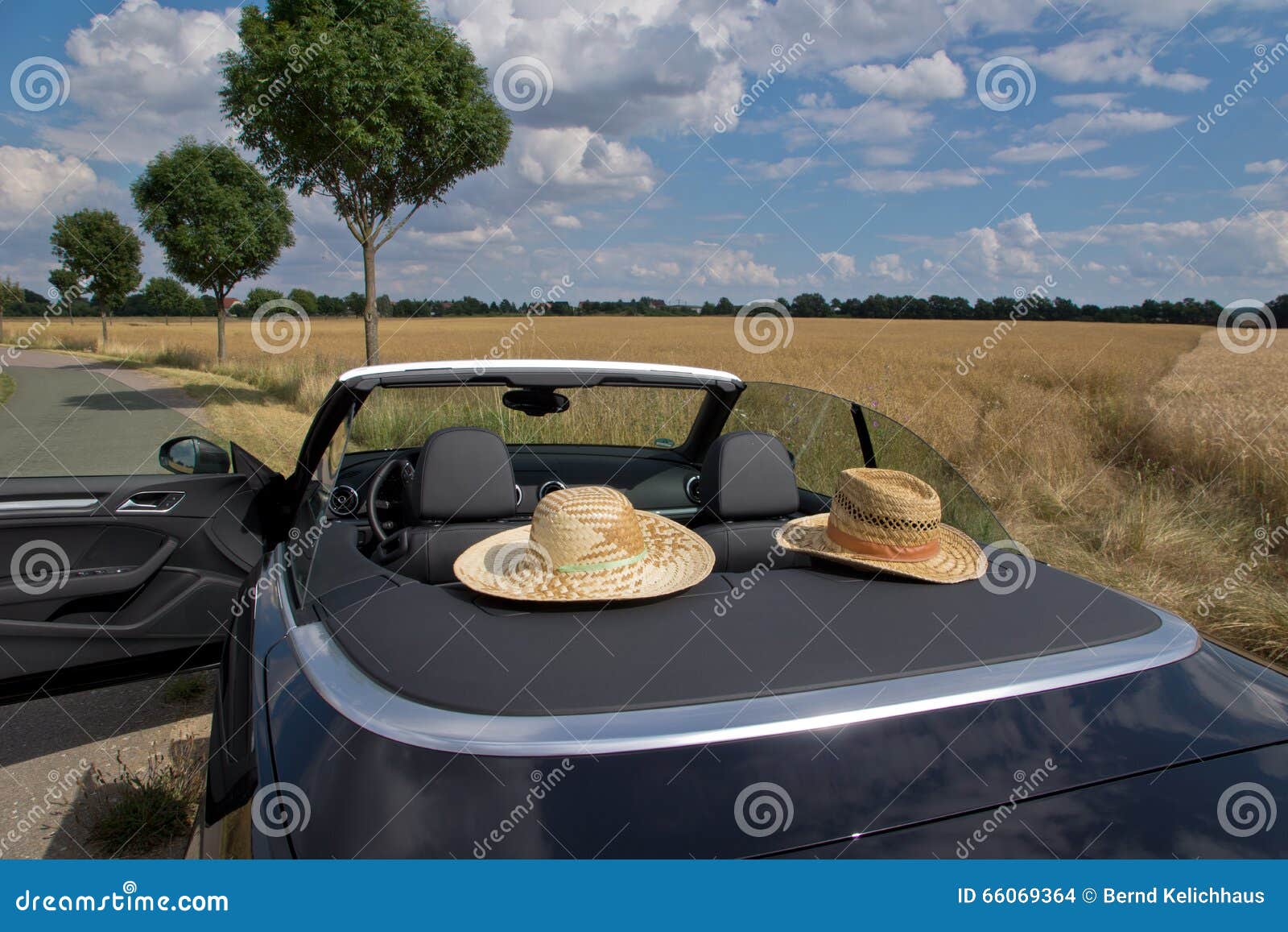 Summer, Sun, Car with Two Straw Hats Stock Photo - Image of brightly ...