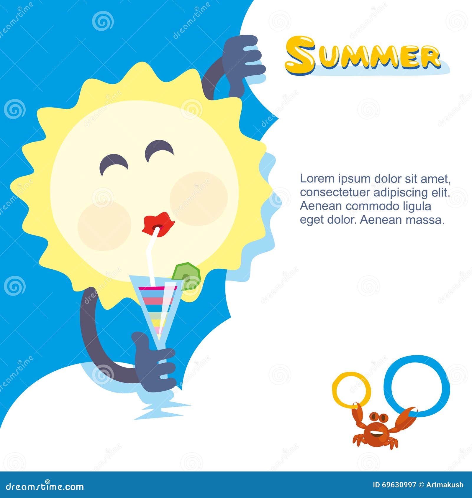 Summer Sun Chilling Out with Cocktail Stock Vector - Illustration of ...