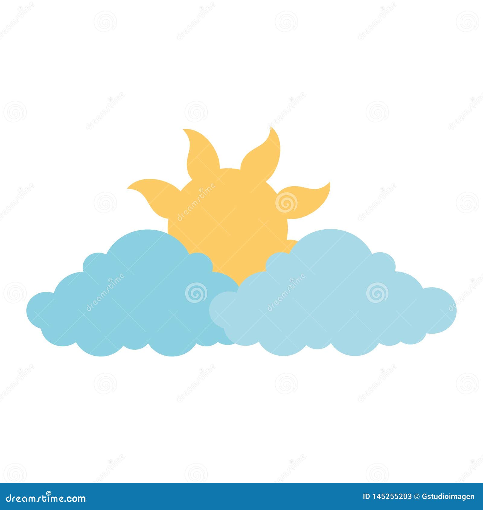 Summer sun with clouds stock illustration. Illustration of summer ...