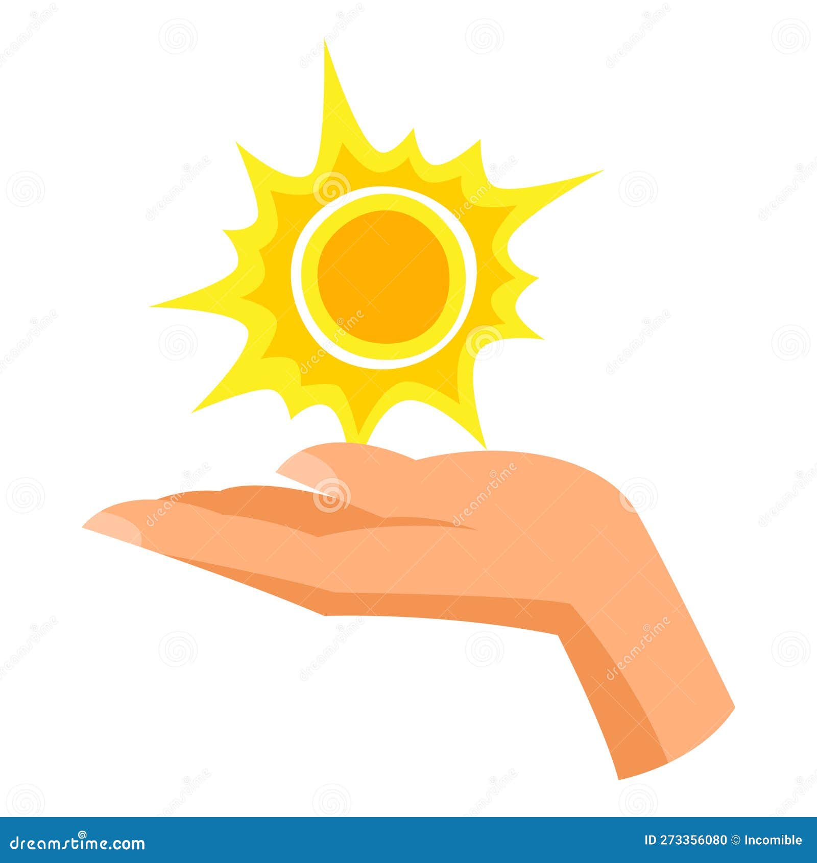 Summer Sun on Hand Illustration. Stylized Image of Sunny Day and Heat ...