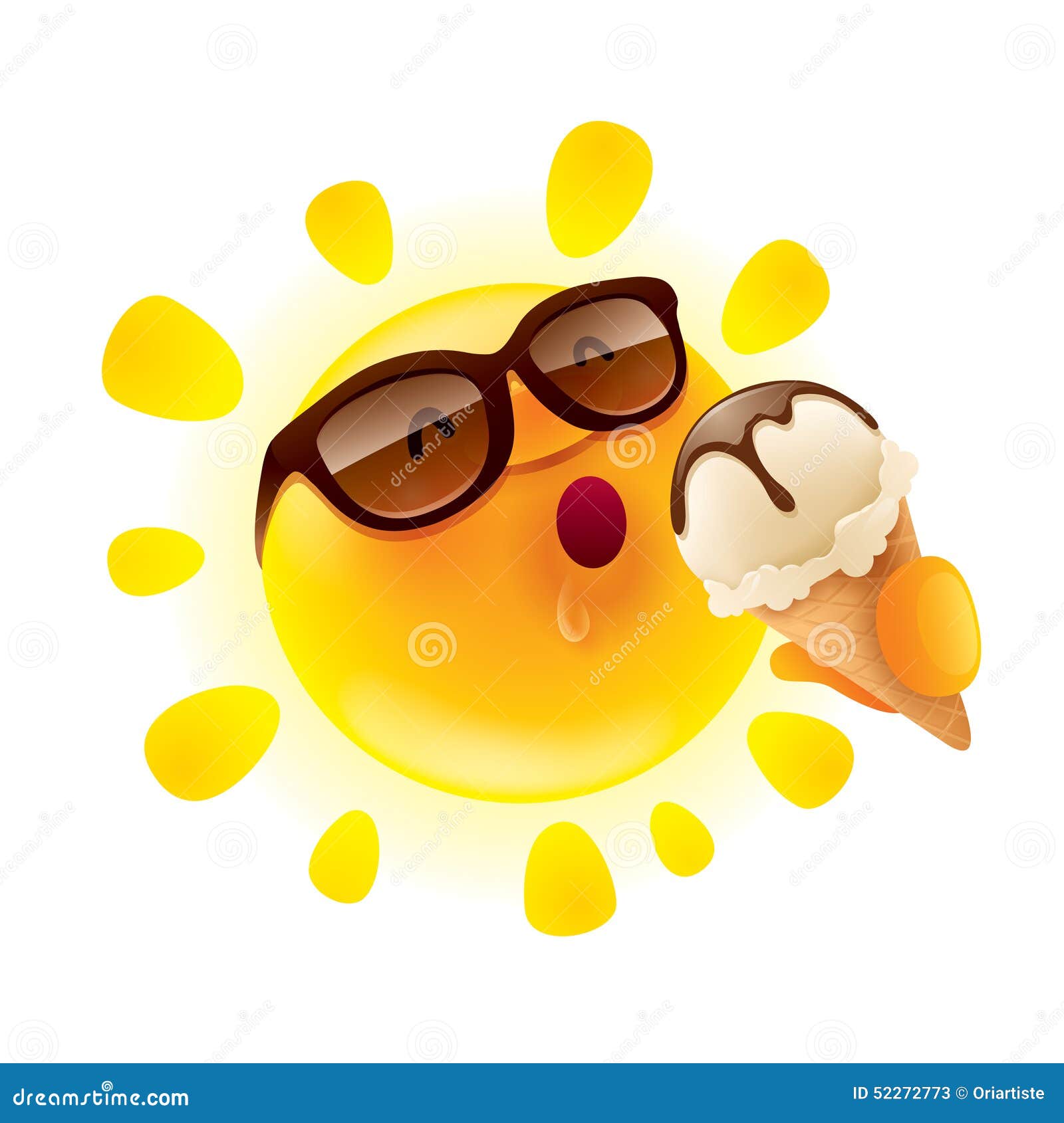 Summer Sun Holding an Ice Cream Stock Vector - Illustration of weather ...