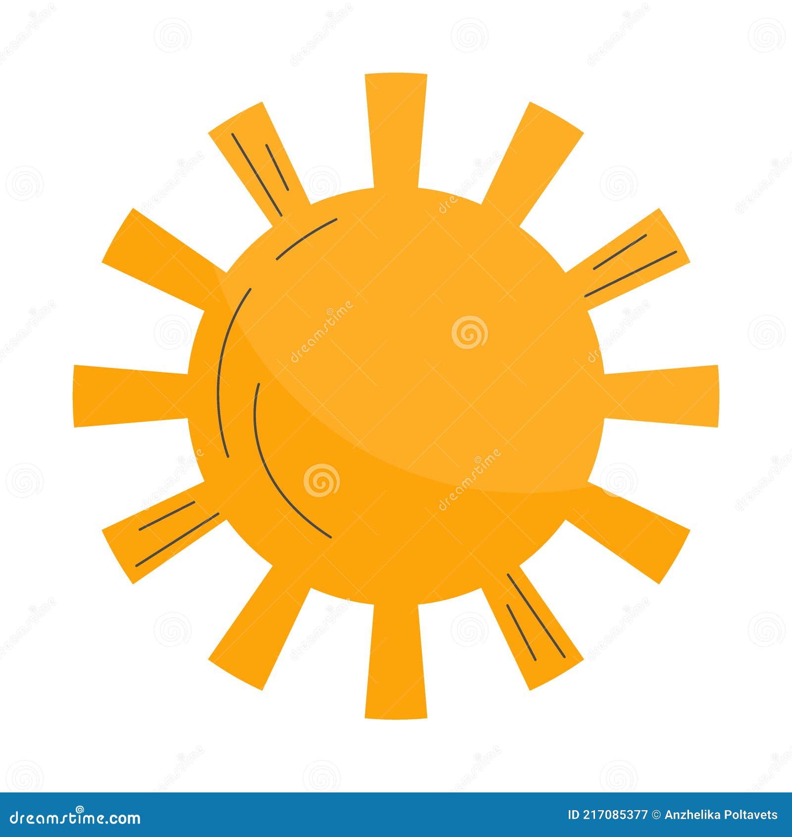 The Summer Sun is Isolated on White Background. Vector Illustration in ...