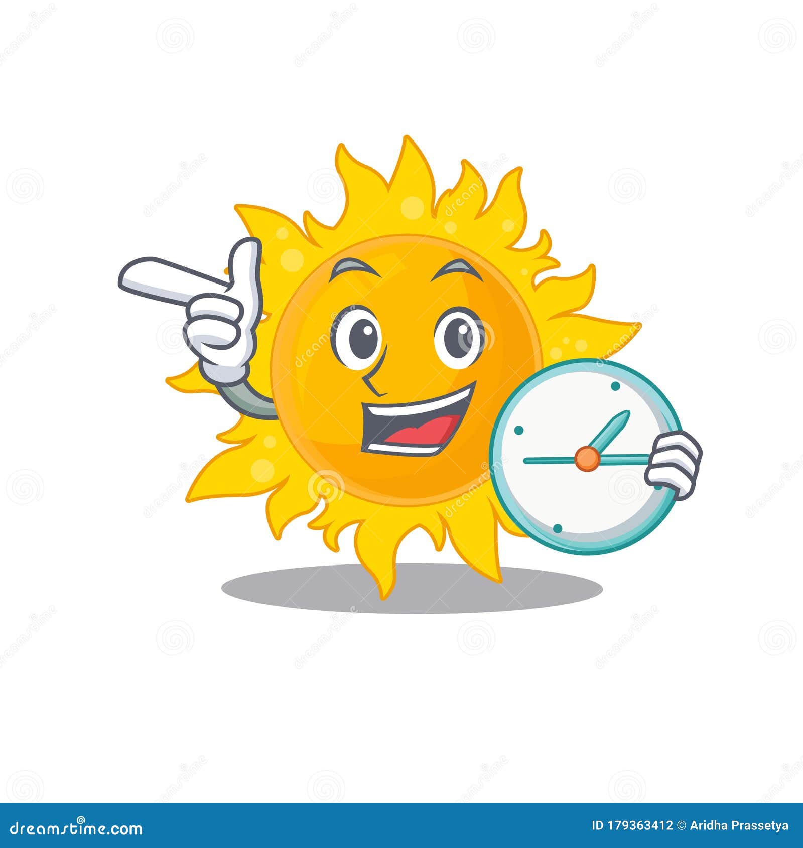 Summer Sun Mascot Design Concept Smiling with Clock Stock Vector ...
