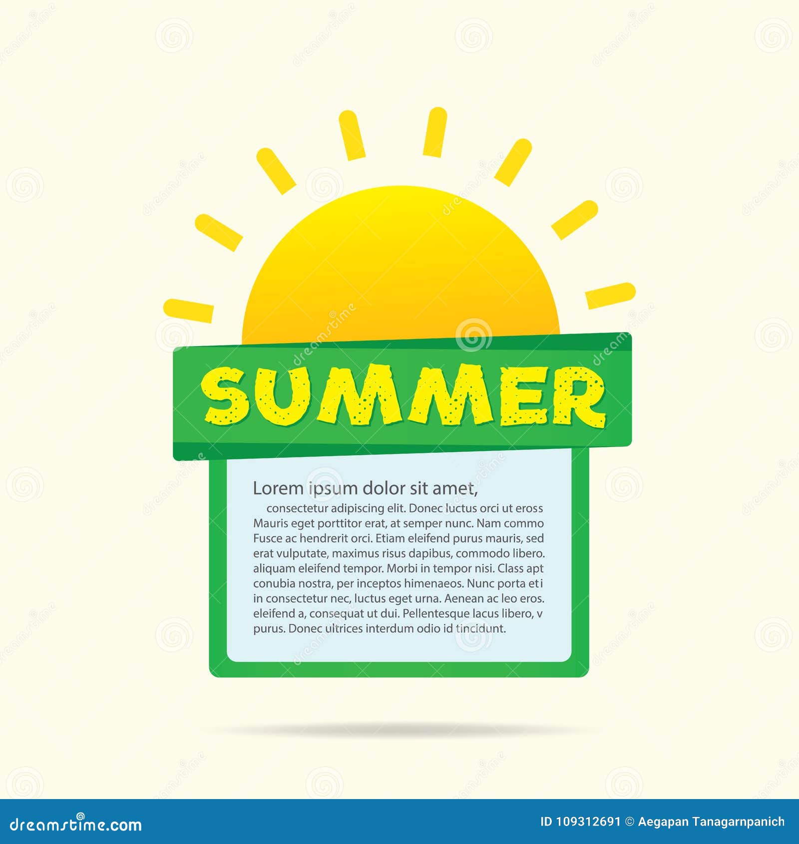 Summer Sun with Text Box Heading Design and Layout. Vector Illus Stock ...