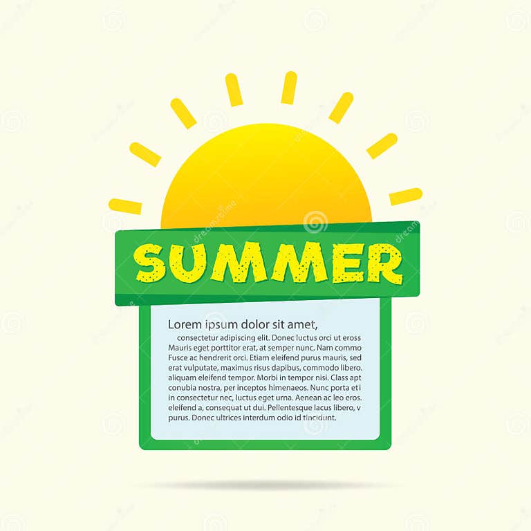 Summer Sun with Text Box Heading Design and Layout. Vector Illus Stock ...