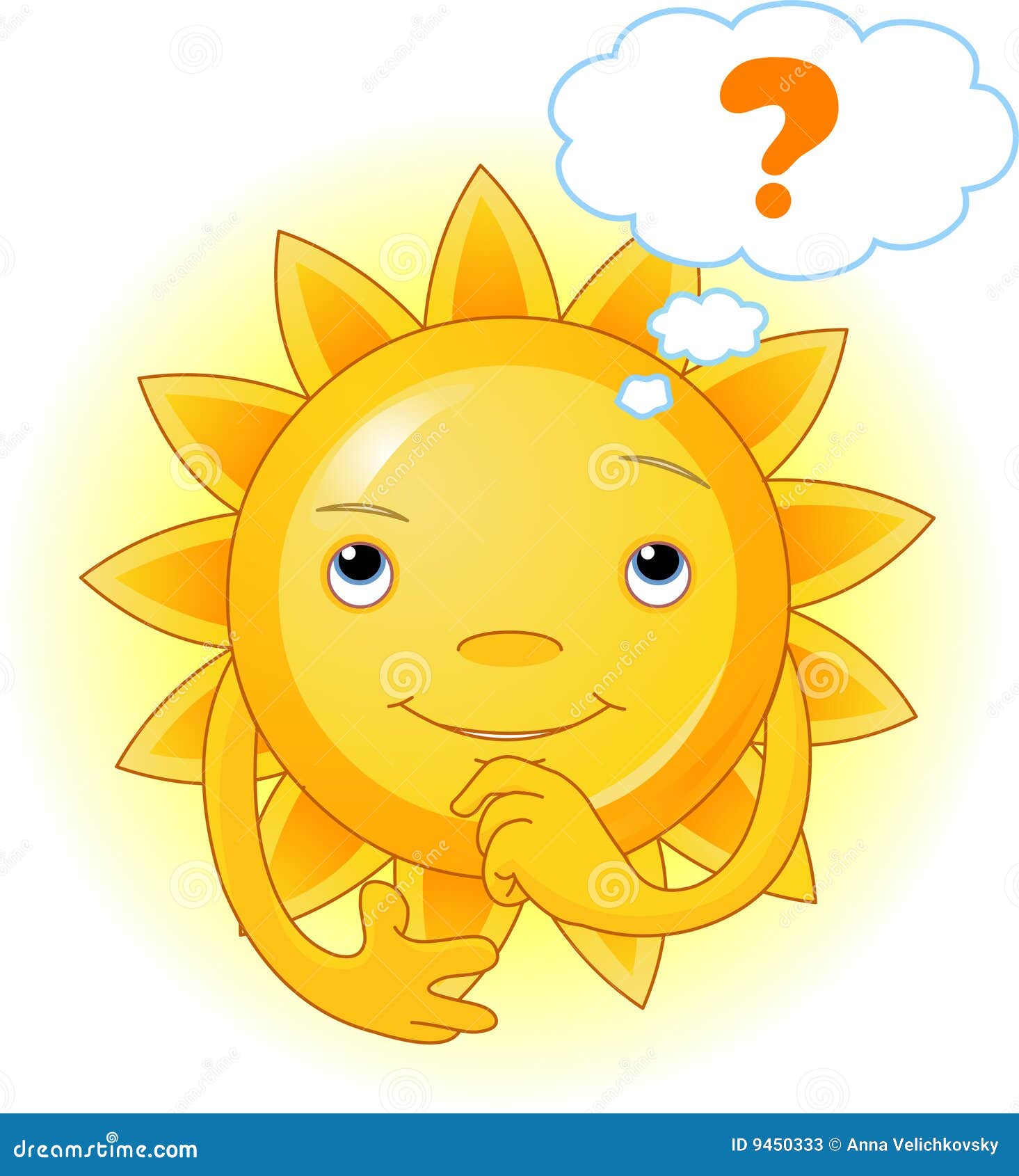 Summer Sun thinking stock vector. Illustration of smiley - 9450333