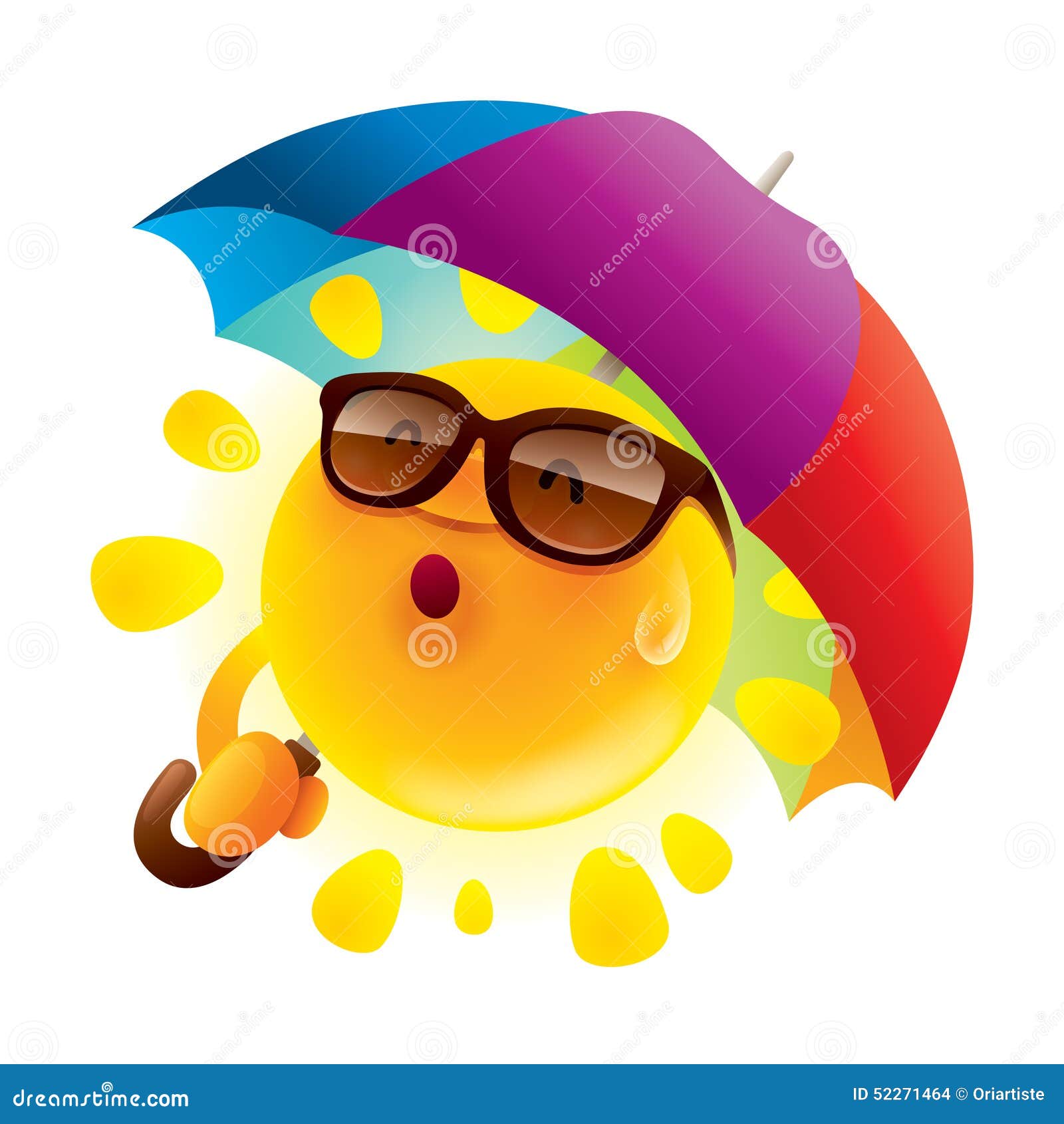 Summer Sun with an Umbrella Stock Vector - Illustration of symbol, cute ...