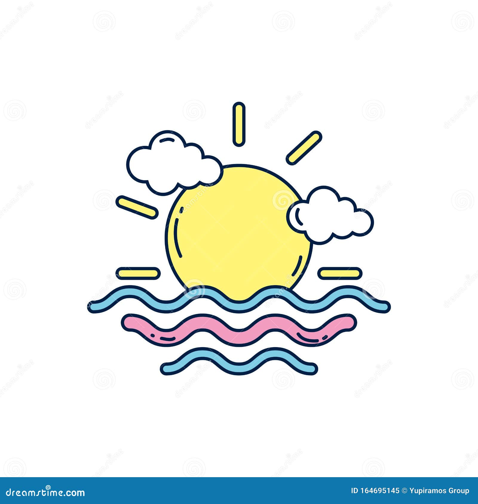 Summer Sun and Wave Detailed Style Stock Vector - Illustration of wave ...