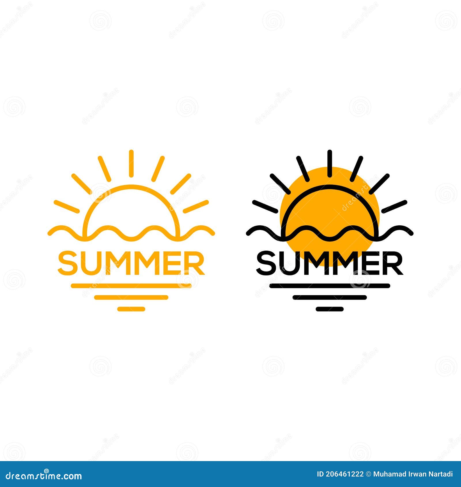 Summer with Sun and Wave. Vector Logo Icon Template Stock Vector ...