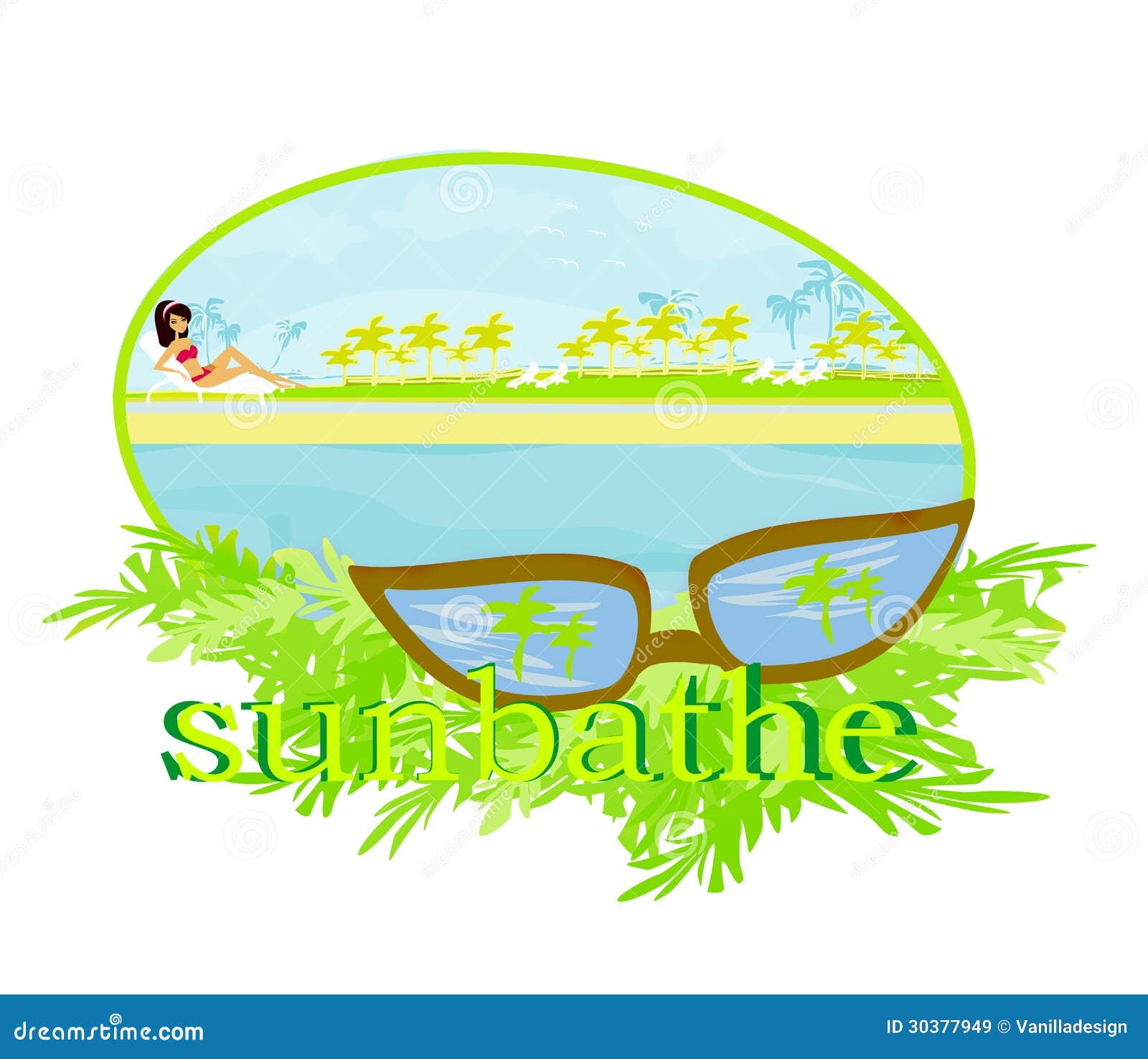 Summer sunbathe card stock illustration. Illustration of color - 30377949