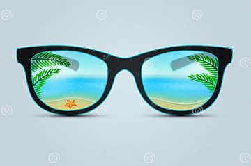 Summer Sunglasses with Beach Reflection Stock Vector - Illustration of ...