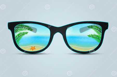 Summer Sunglasses with Beach Reflection Stock Vector - Illustration of ...