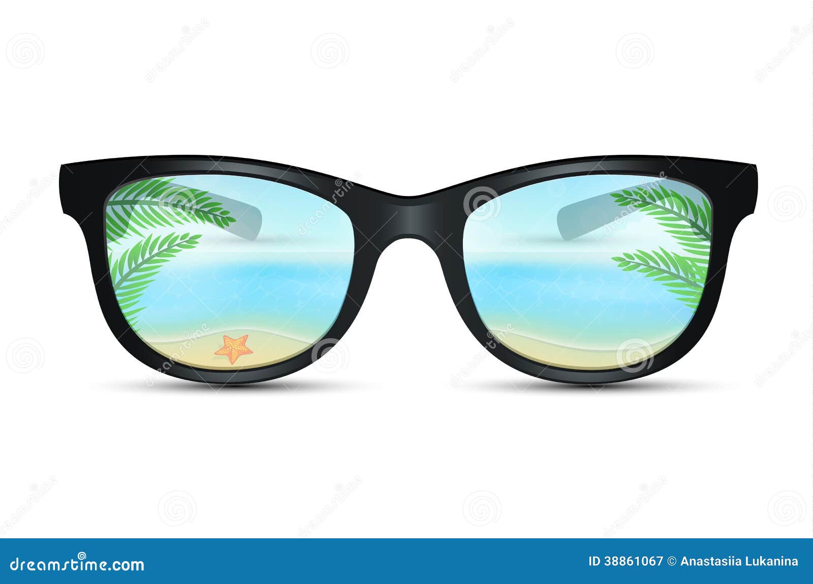 Summer Sunglasses with Beach Reflection Stock Vector - Illustration of ...