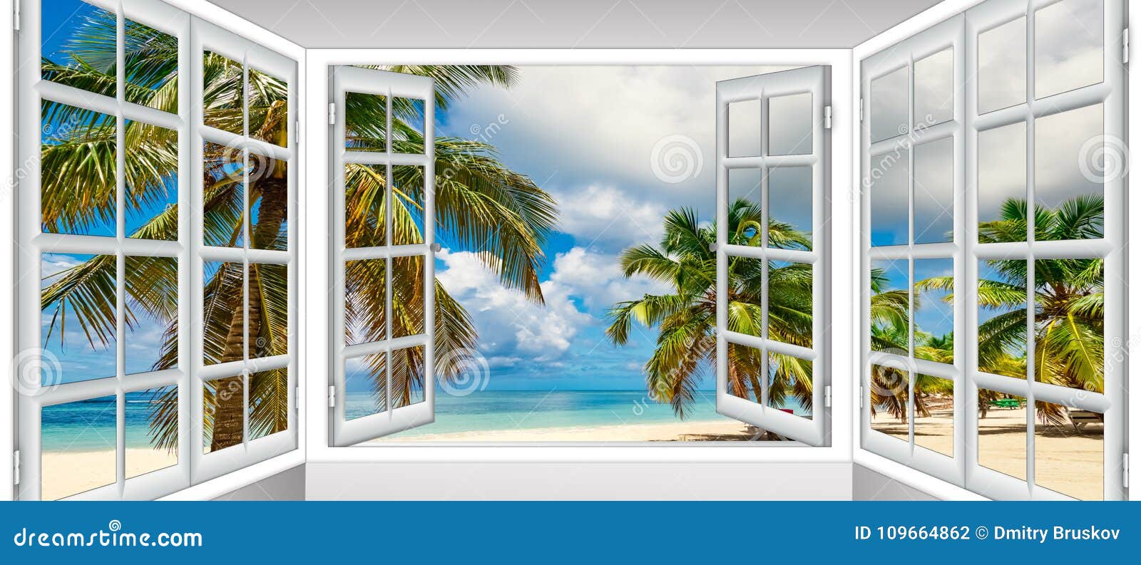 Ocean view window stock photo. Image of palm, scenery - 109664862