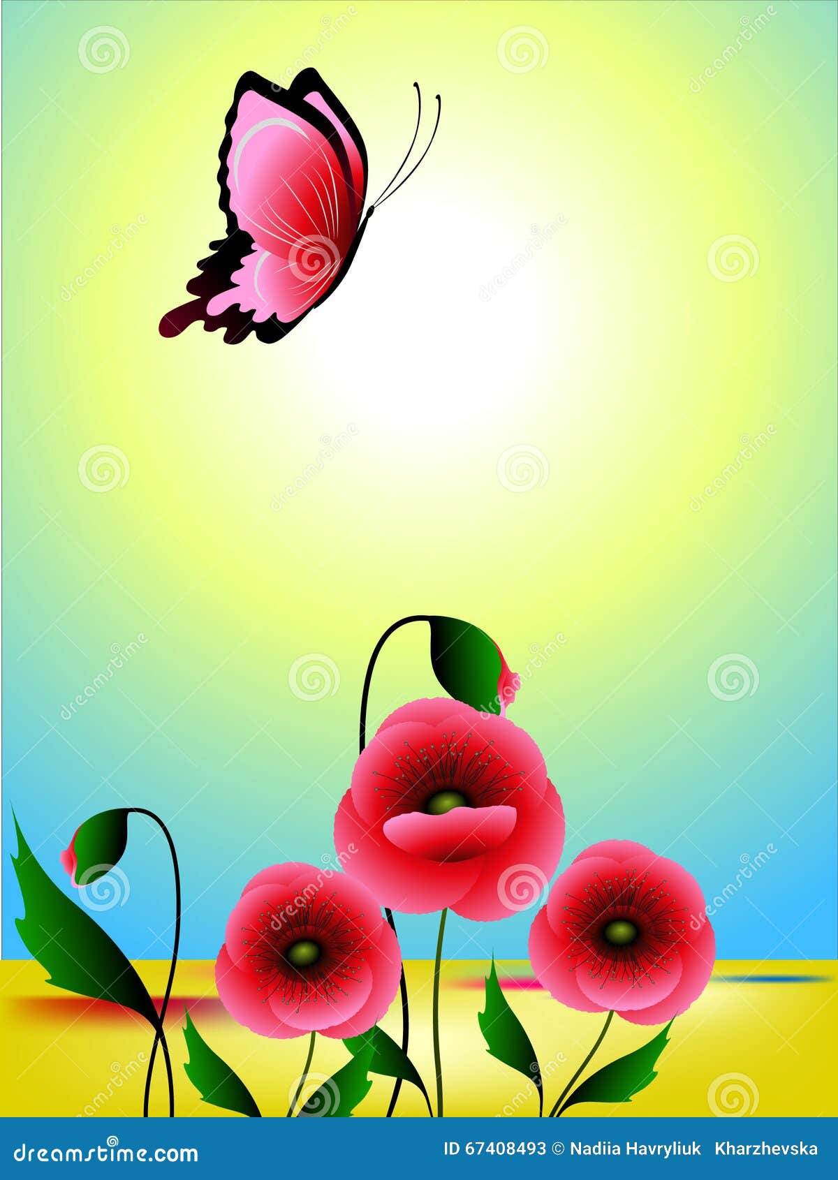 Summer sunny landscape. stock vector. Illustration of abstract - 67408493