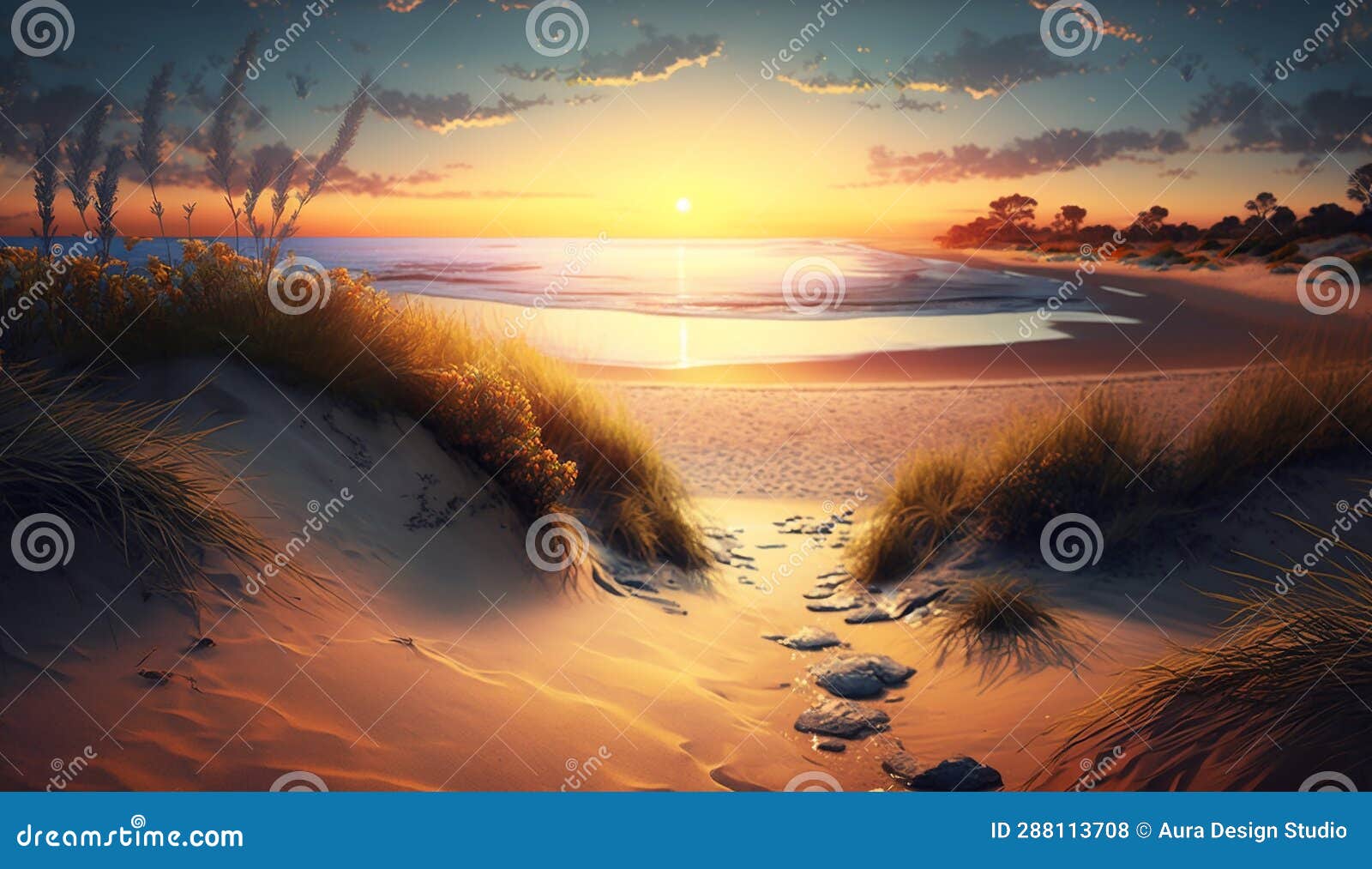 Summer Sunrise a Stunning Sunrise Scene with Vibrant. Generative AI ...
