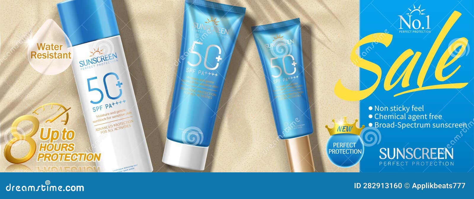 Summer Sunscreen Banner Ads Stock Vector - Illustration of blue, vector ...