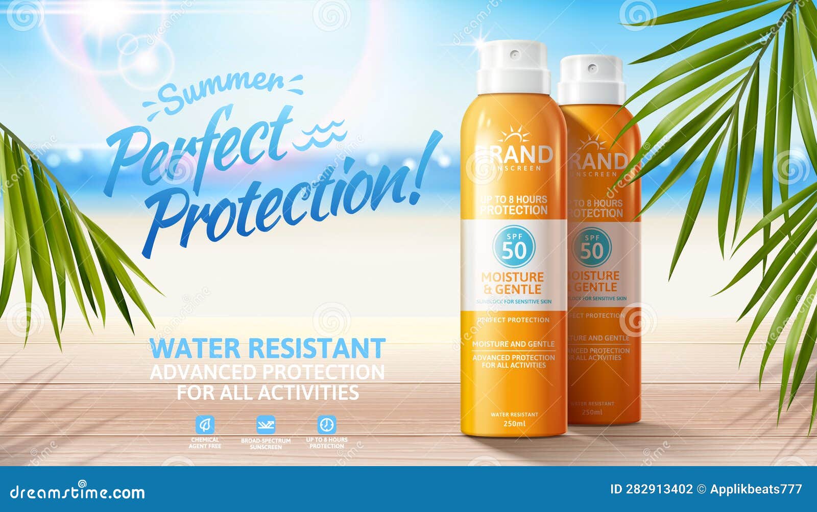 Summer sunscreen spray ads stock vector. Illustration of skincare ...