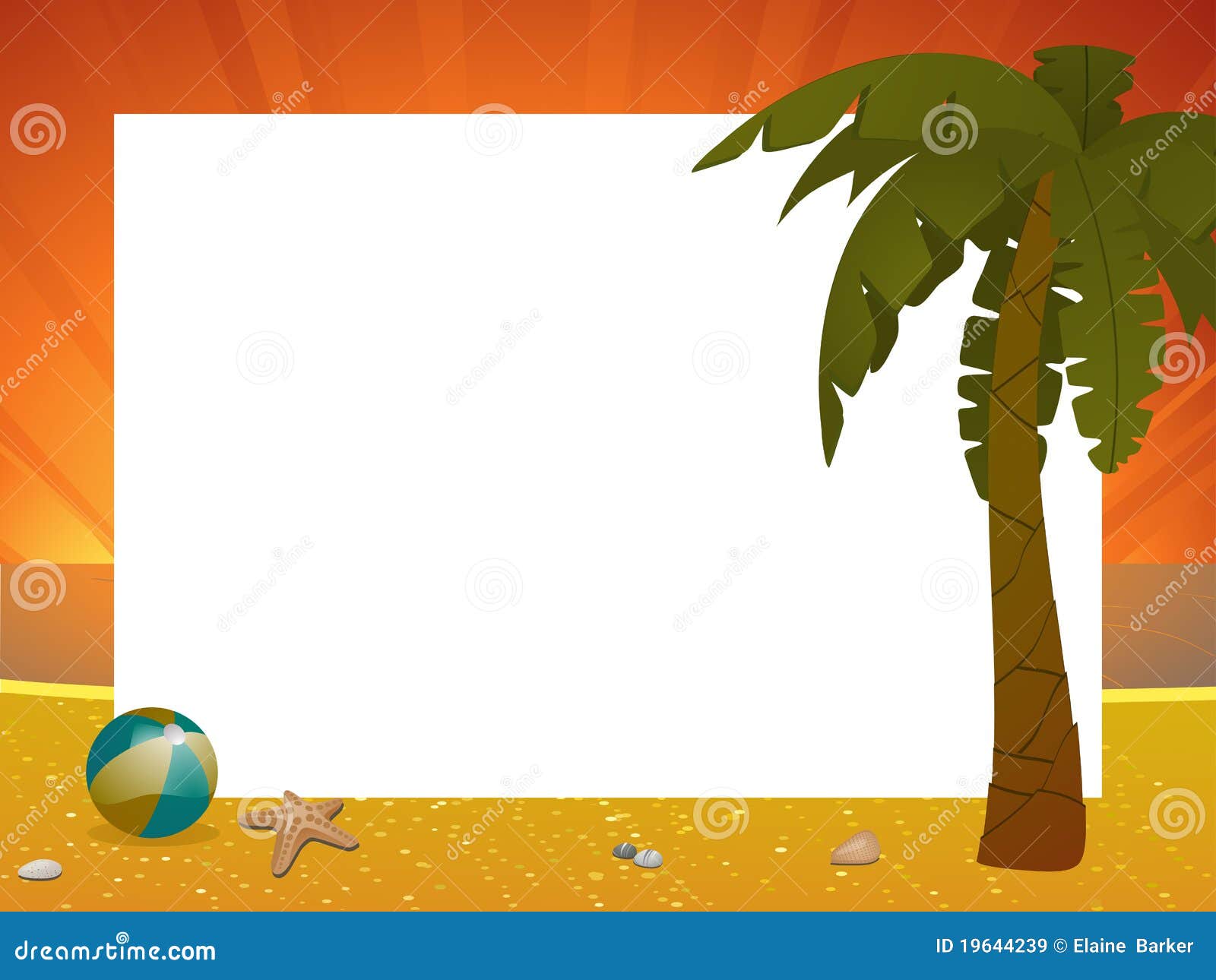 Summer Sunset Border with Palm Tree Stock Illustration - Illustration ...