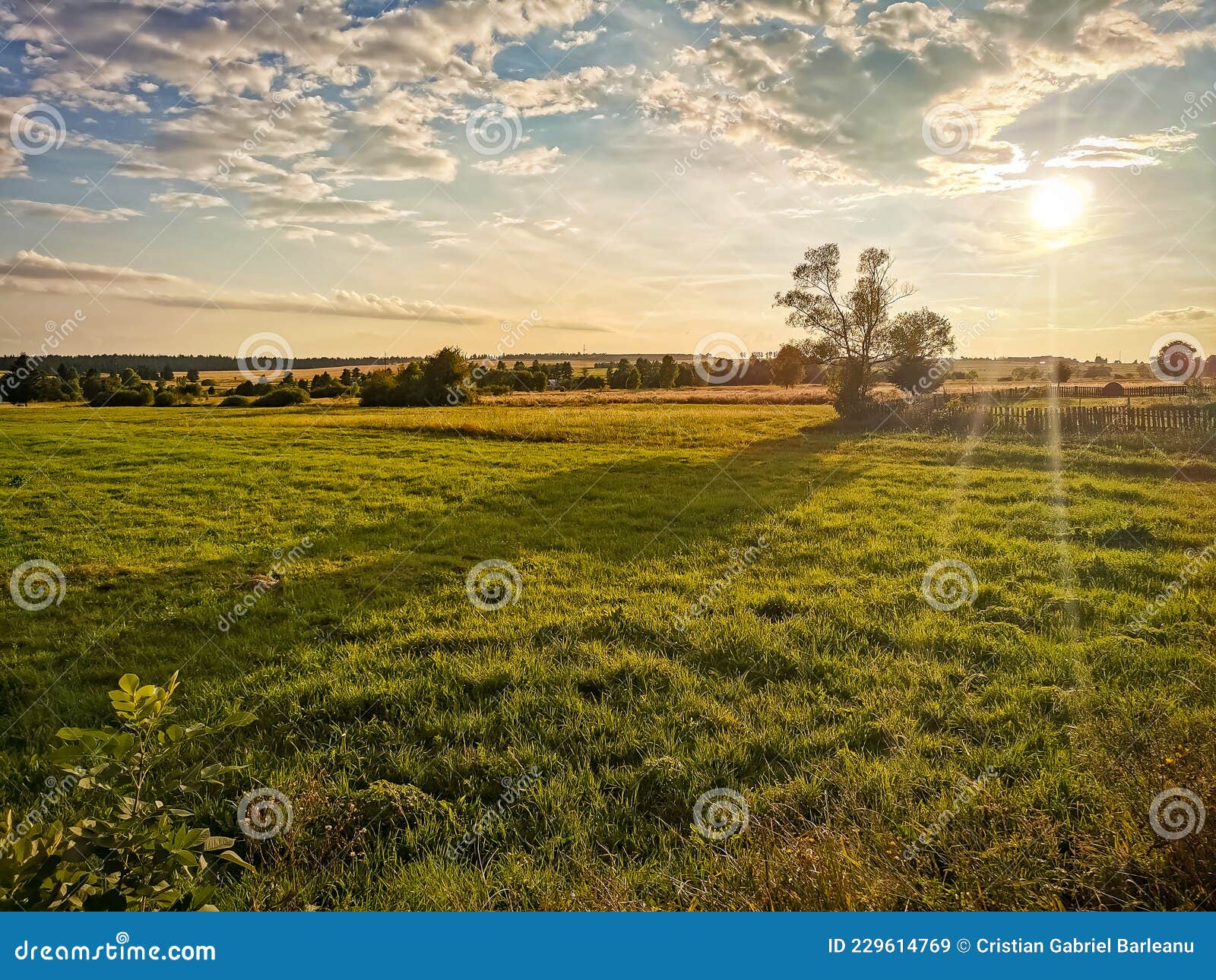 Summer Sunset in the Green Plains Stock Image - Image of coulds ...