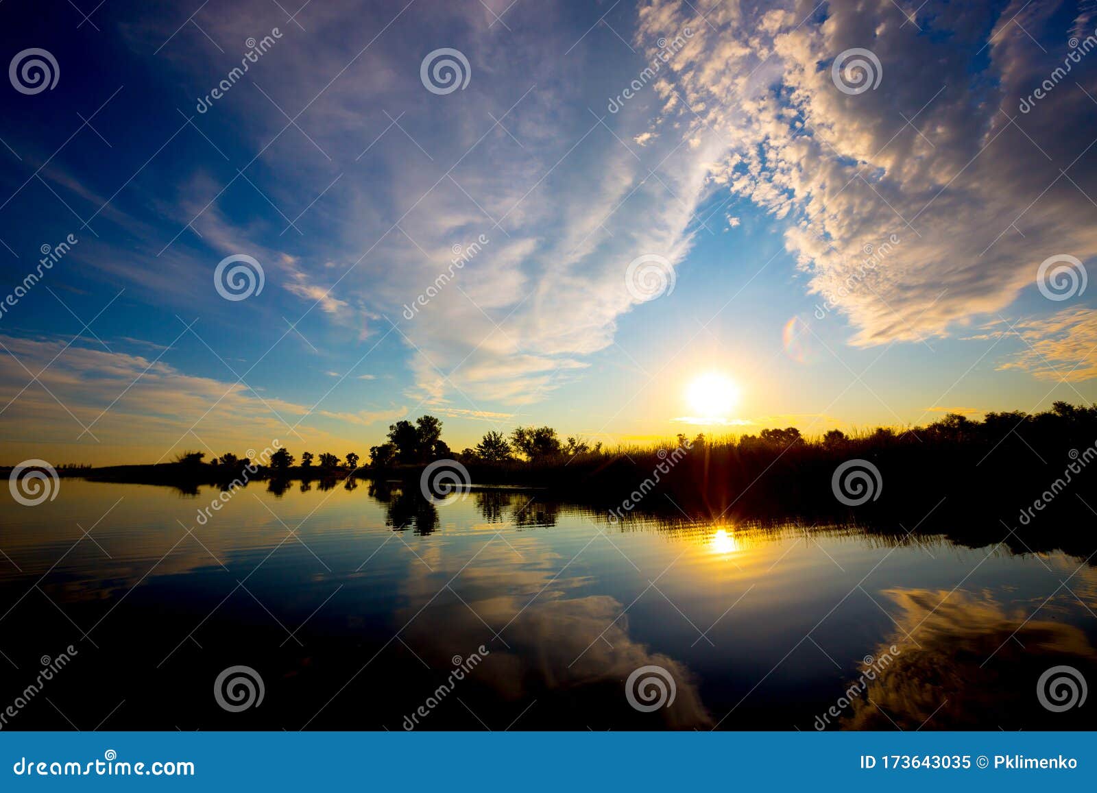 Summer sunset on lake stock image. Image of nature, sundown - 173643035