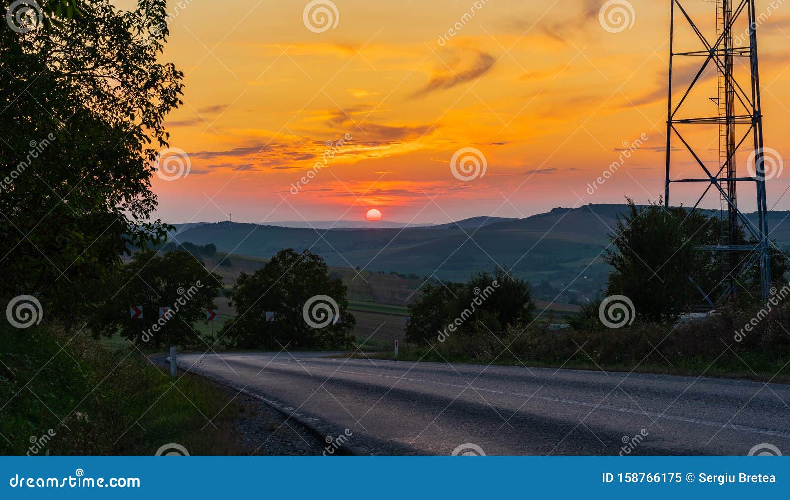 Summer Sunset Over an Empty Road Stock Image - Image of sunset ...