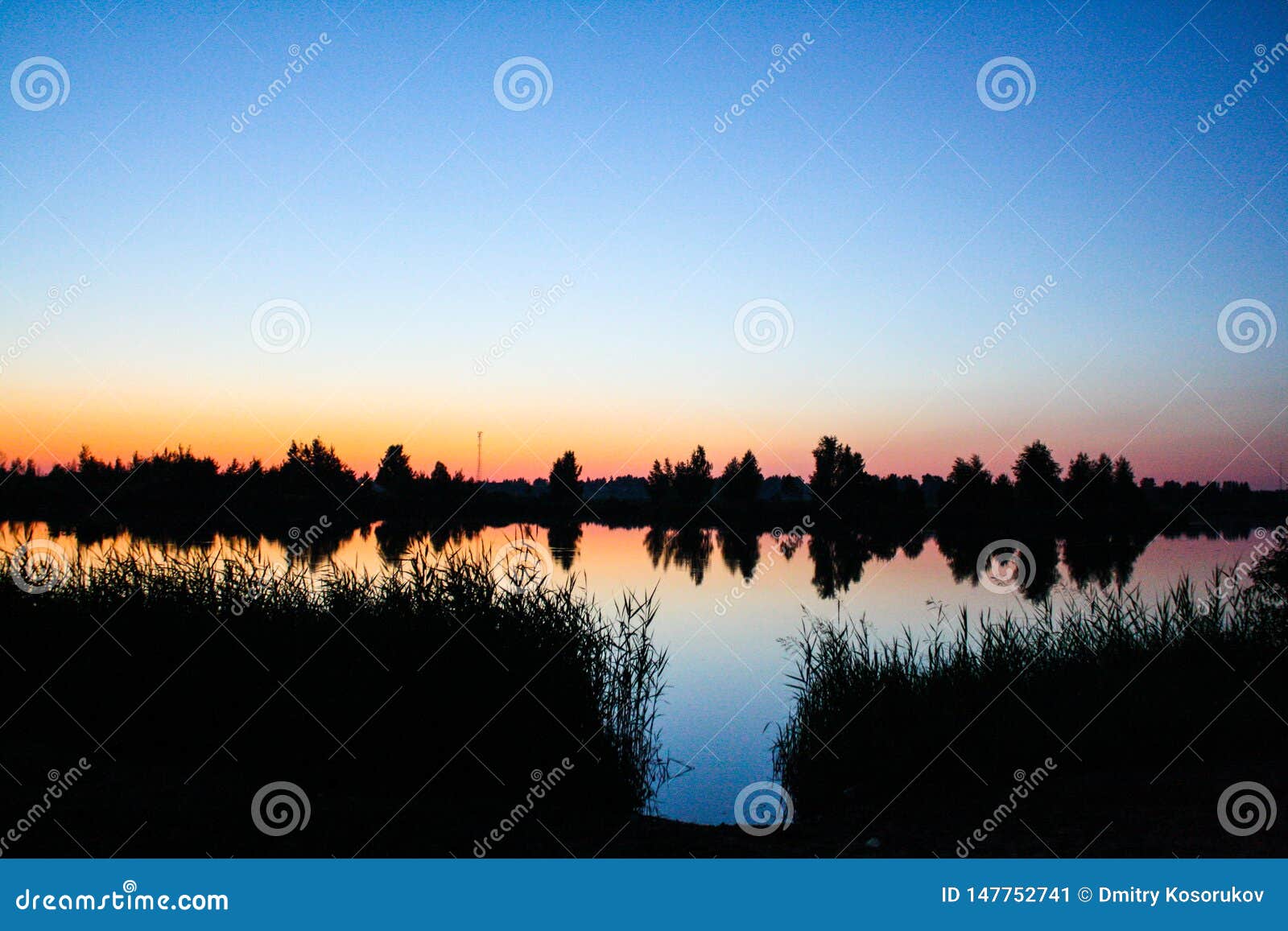 Summer Sunset Over the Lake Stock Image - Image of bright, sunset ...