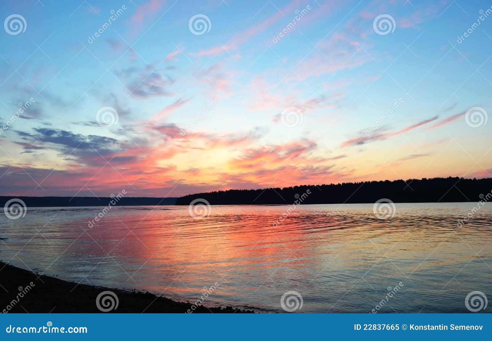 Summer Sunset Over the Lake Stock Image - Image of orange, reflection ...