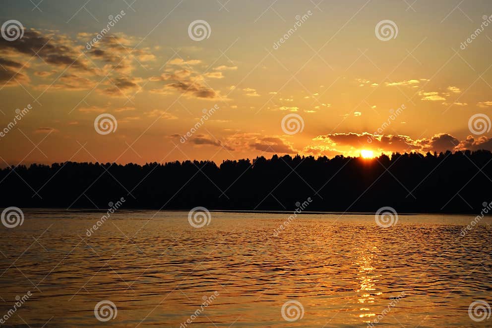 Summer Sunset Over the Lake Stock Photo - Image of color, reflection ...