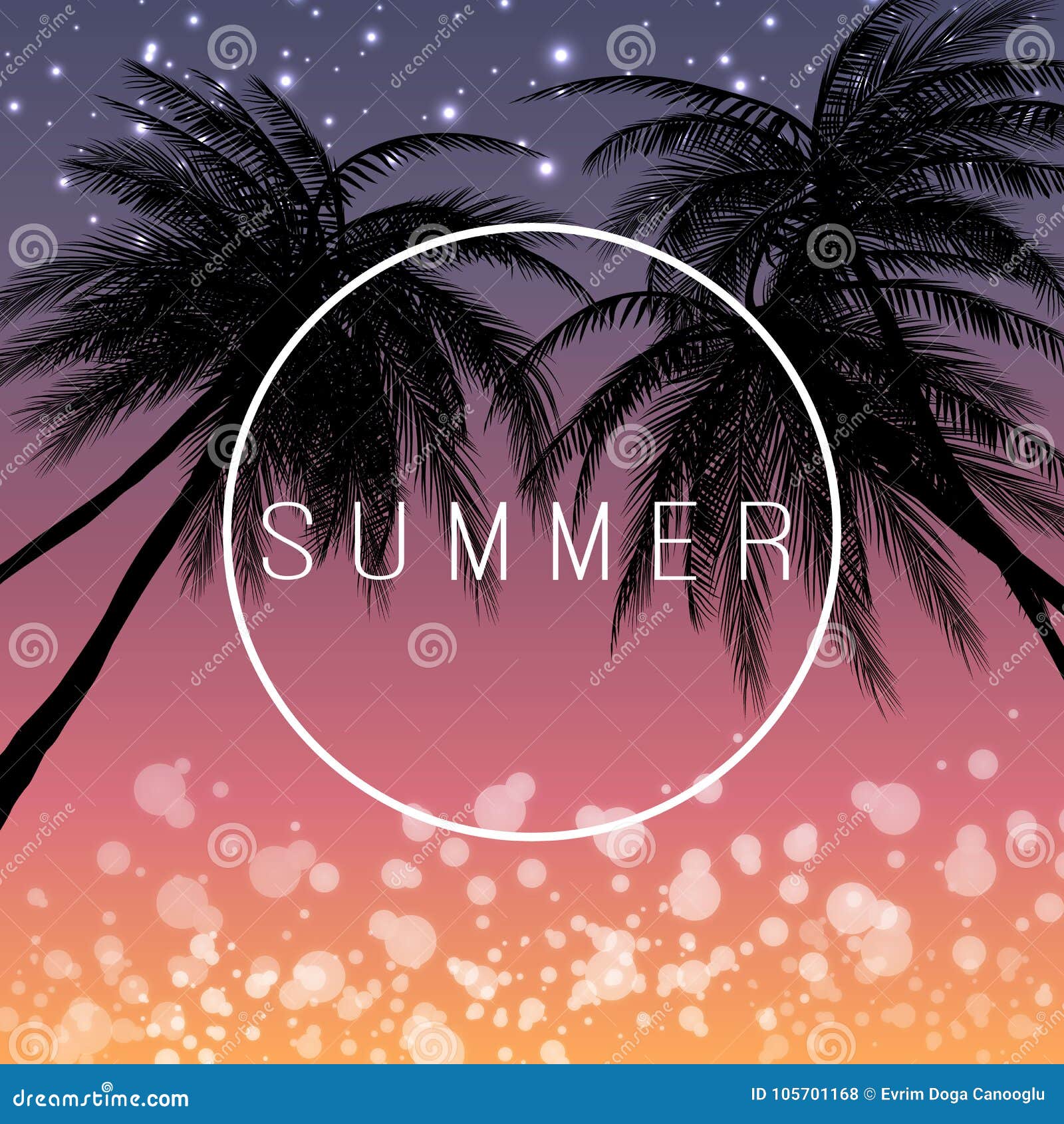 Summer Sunset Poster and Abstract Background. Vector Illustration Stock ...