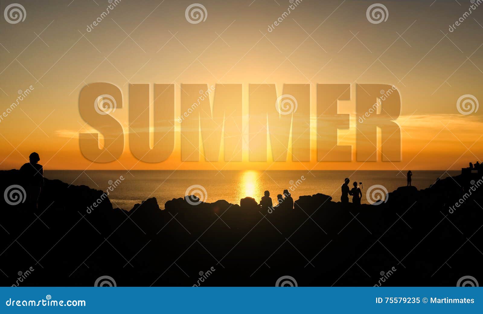Summer sunset theme stock image. Image of silhouettes - 75579235