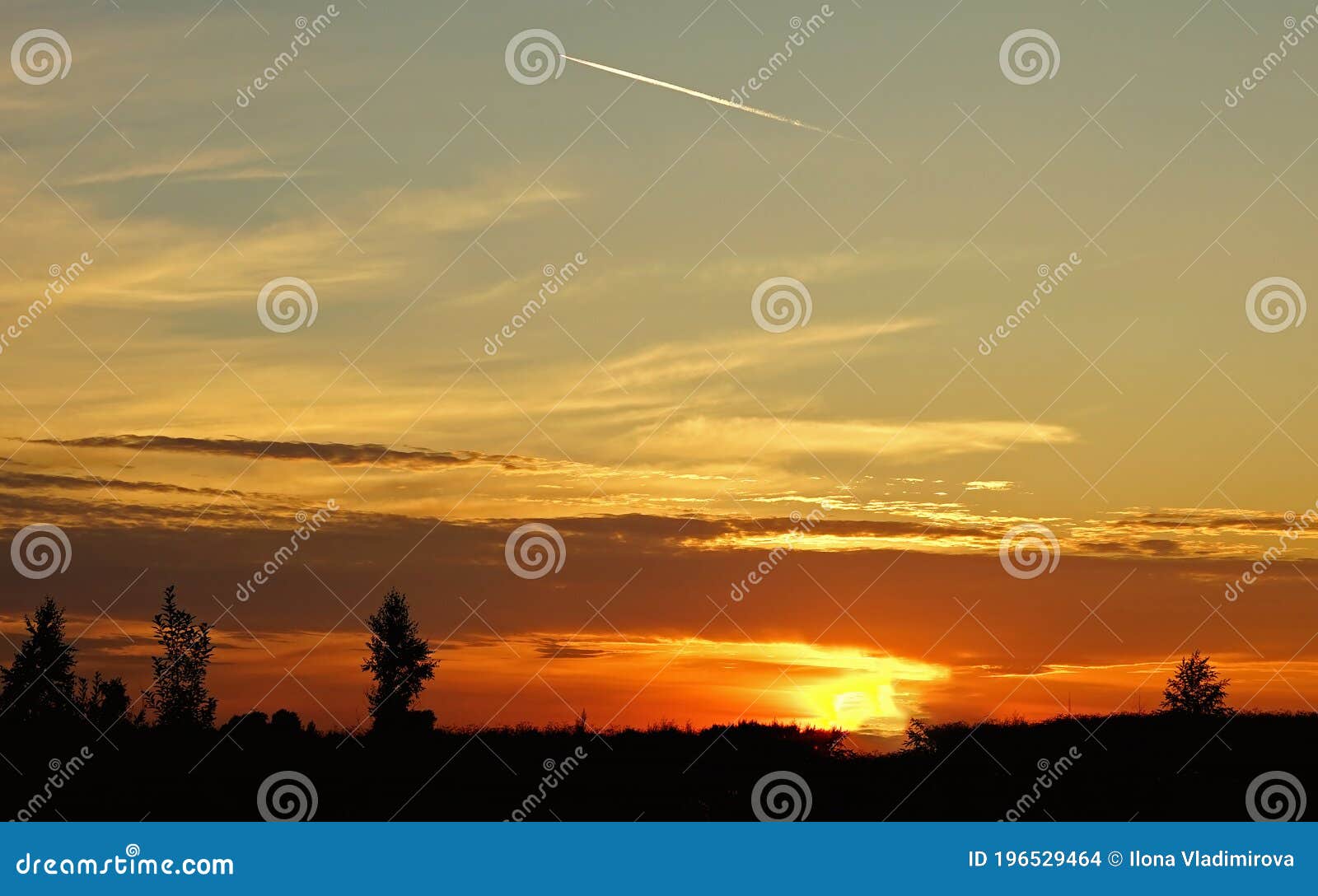 Red sunset in the field stock photo. Image of holidays - 196529464