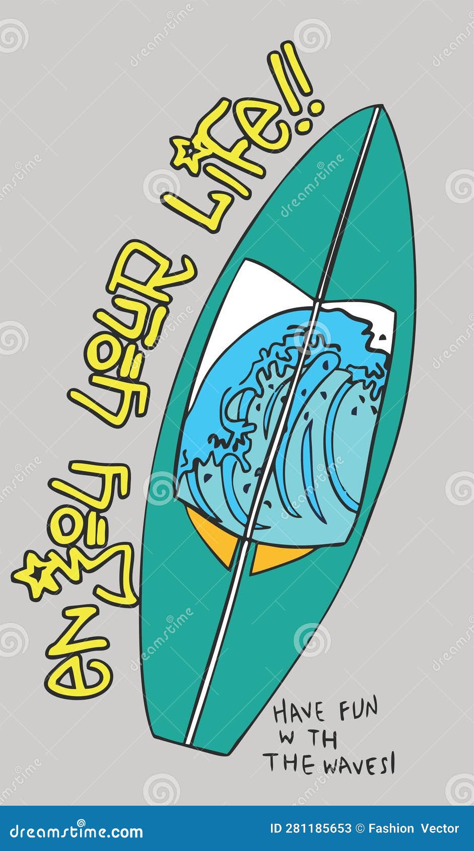 Summer surf board print stock vector. Illustration of nature - 281185653
